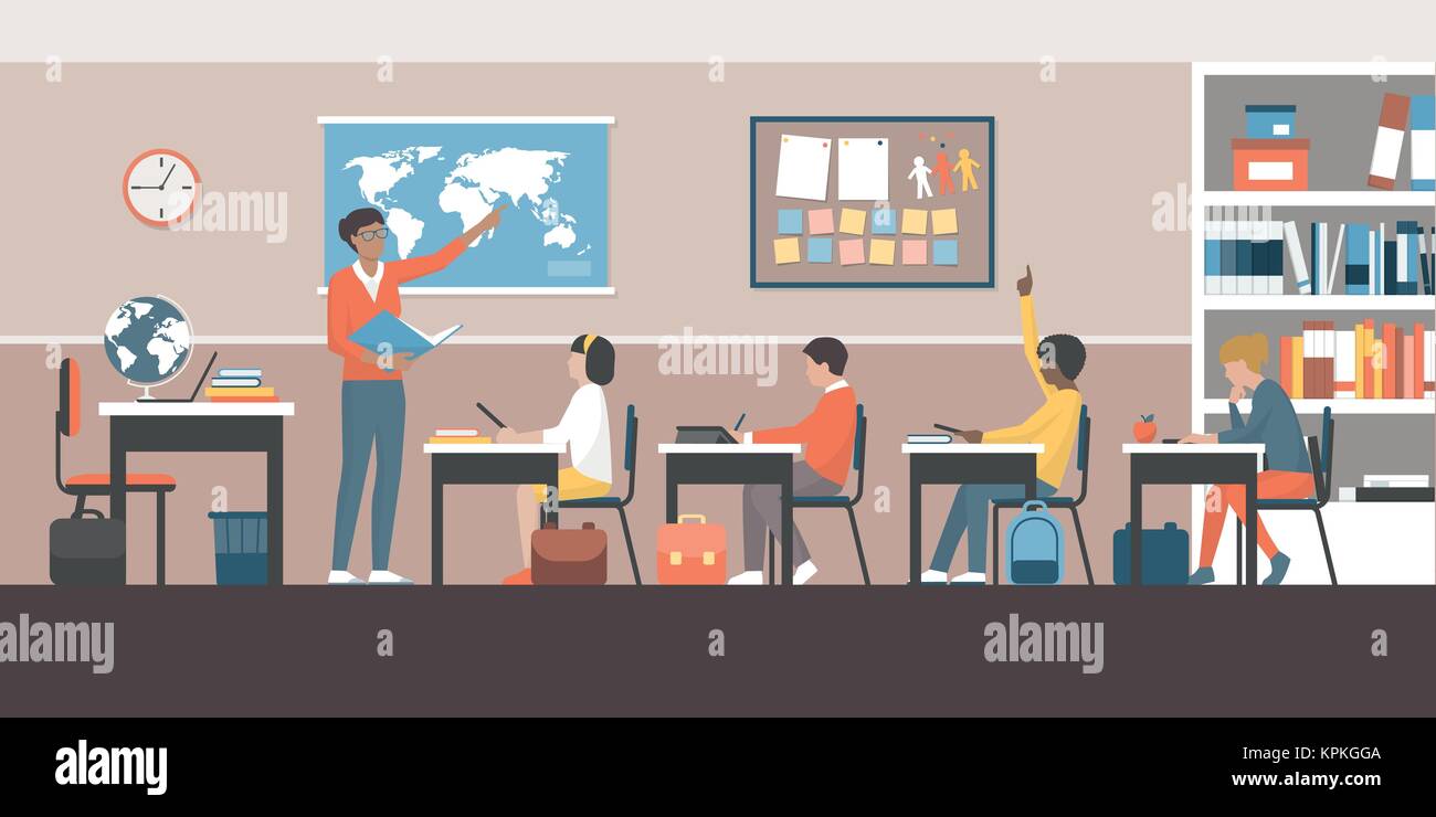 Insegnanti e alunni di una classe multiculturale, lei sta puntando a ...