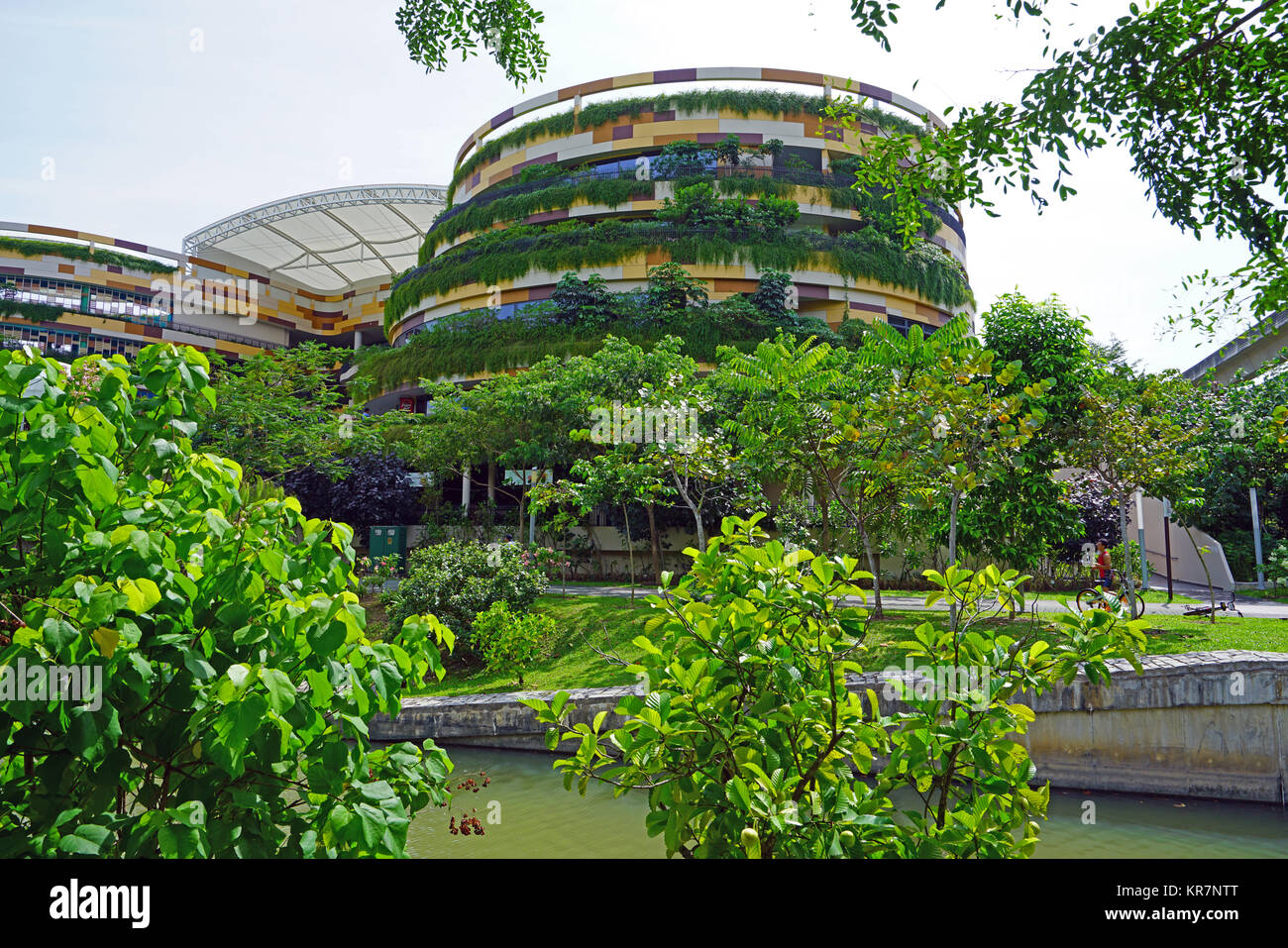 Vista della via navigabile Punggol parco situato lungo Sentul Crescent ...