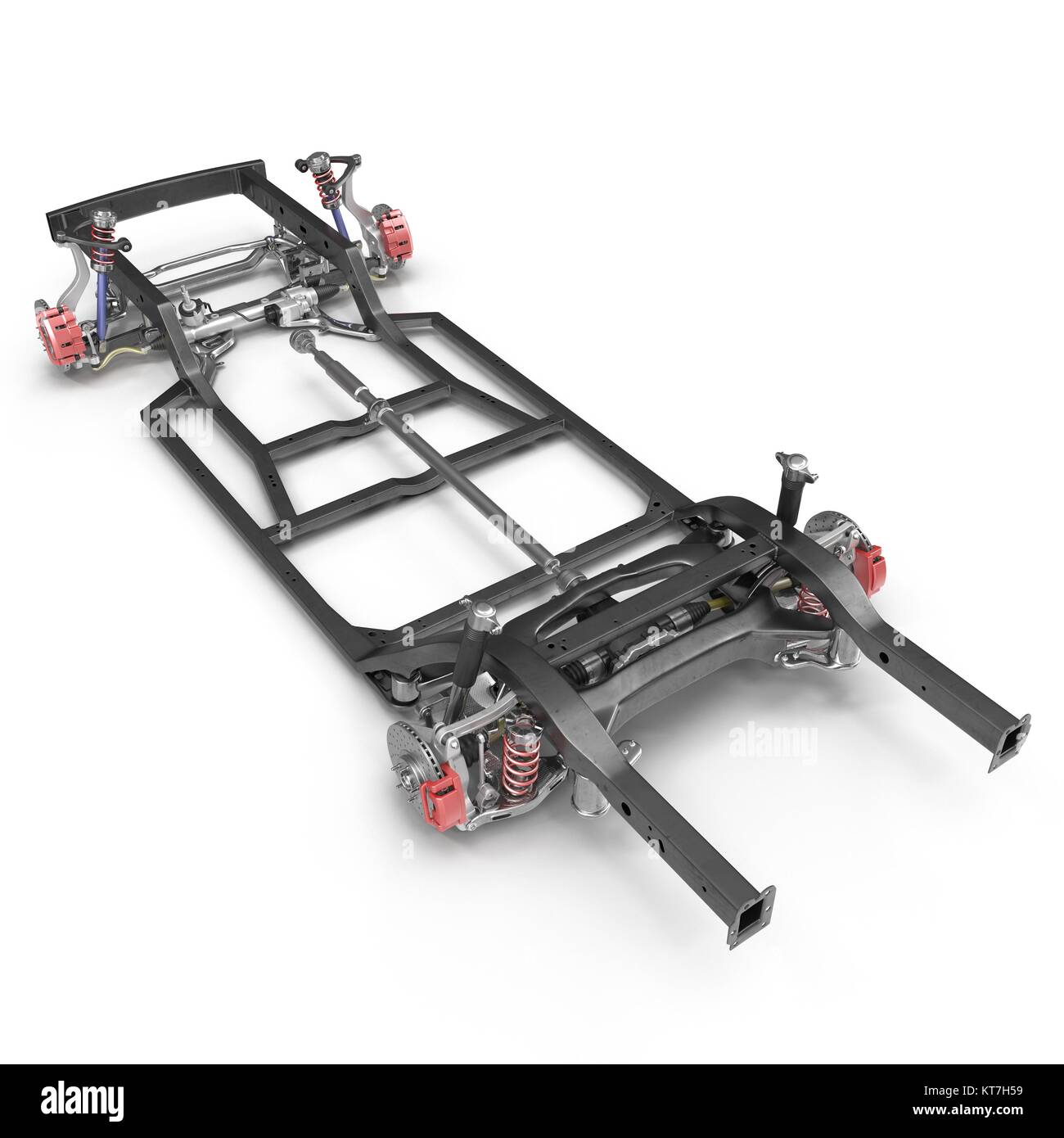 Telaio auto senza motore su sfondo bianco. 3D illustrazione Foto stock ...