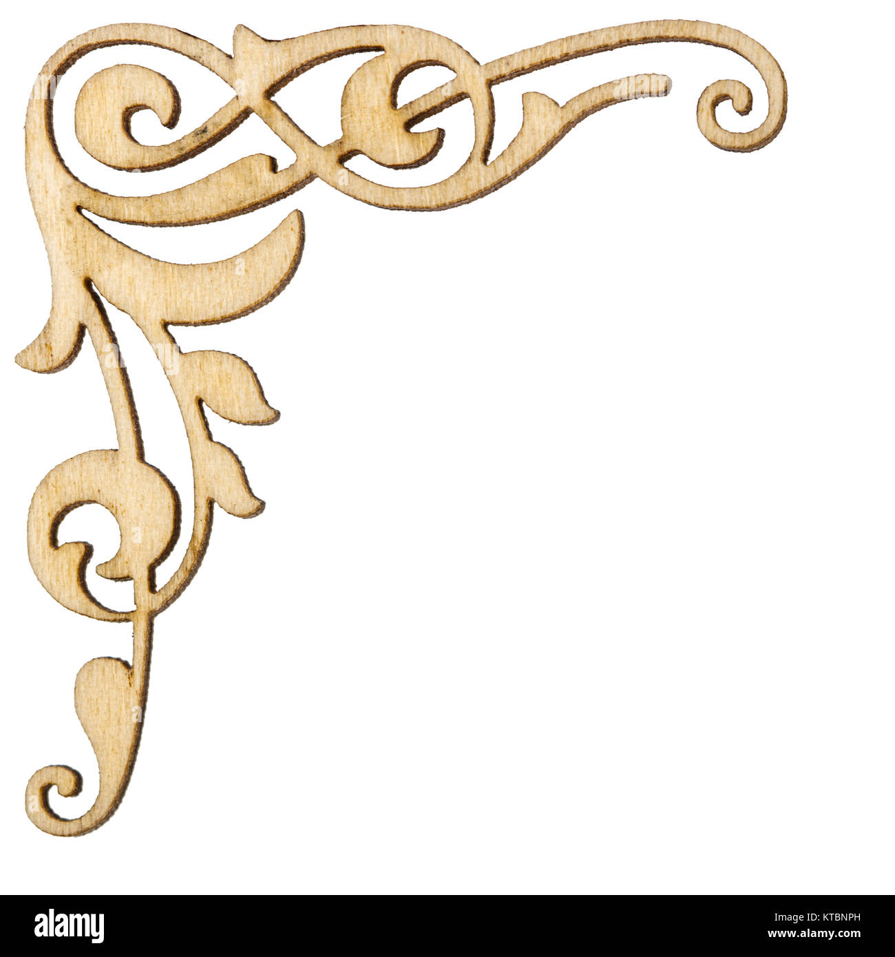 Vintage in legno angolo barocco ornamento, elemento decorativo, isolato ...