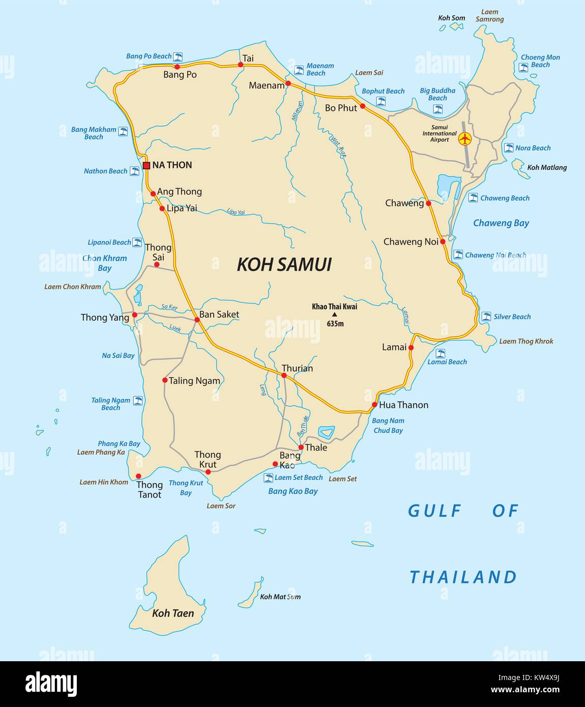 Mappa dell'isola di ko samui immagini e fotografie stock ad alta ...