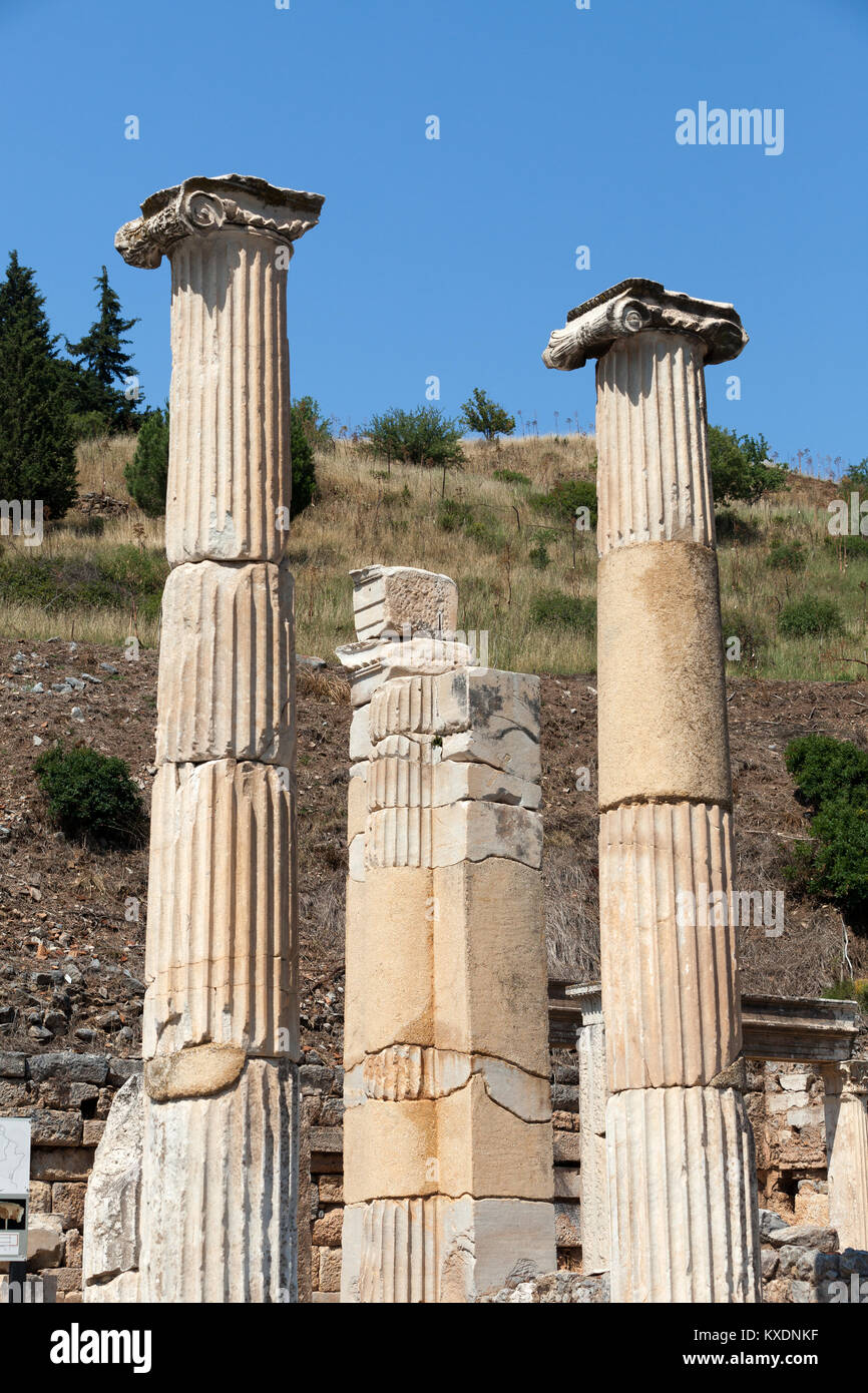 La colonna ionica nell'antica città greca Efeso Foto stock - Alamy