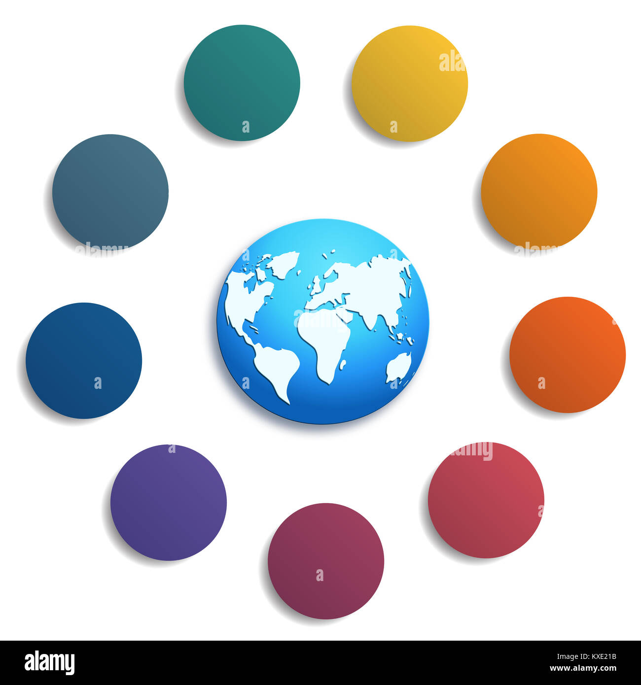 Illustrazione 9 cerchi colorati con spazio per il testo in tutto il ...