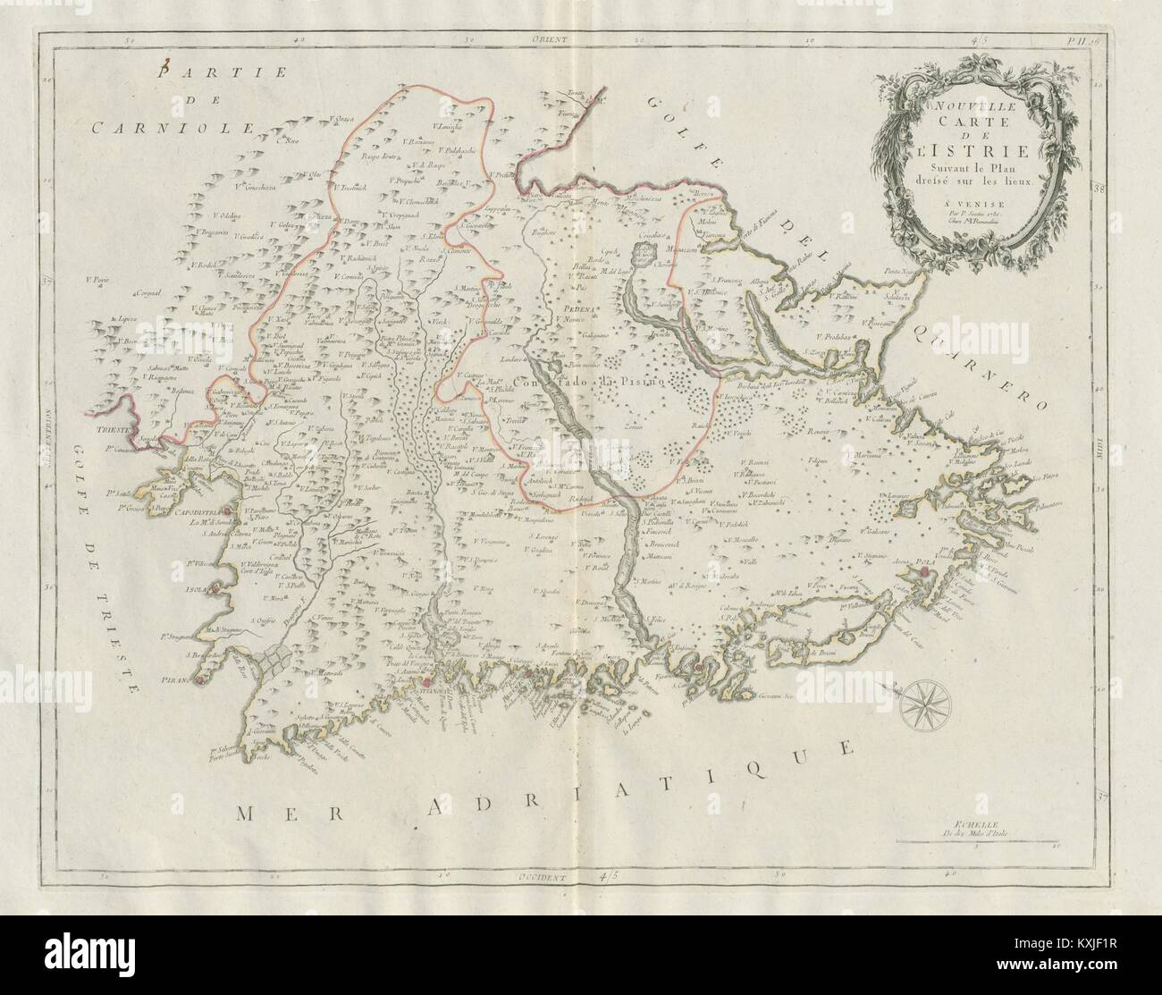 "Nouvelle Carte de l'Istrie'. Istria Croazia. SANTINI 1784 antica mappa ...
