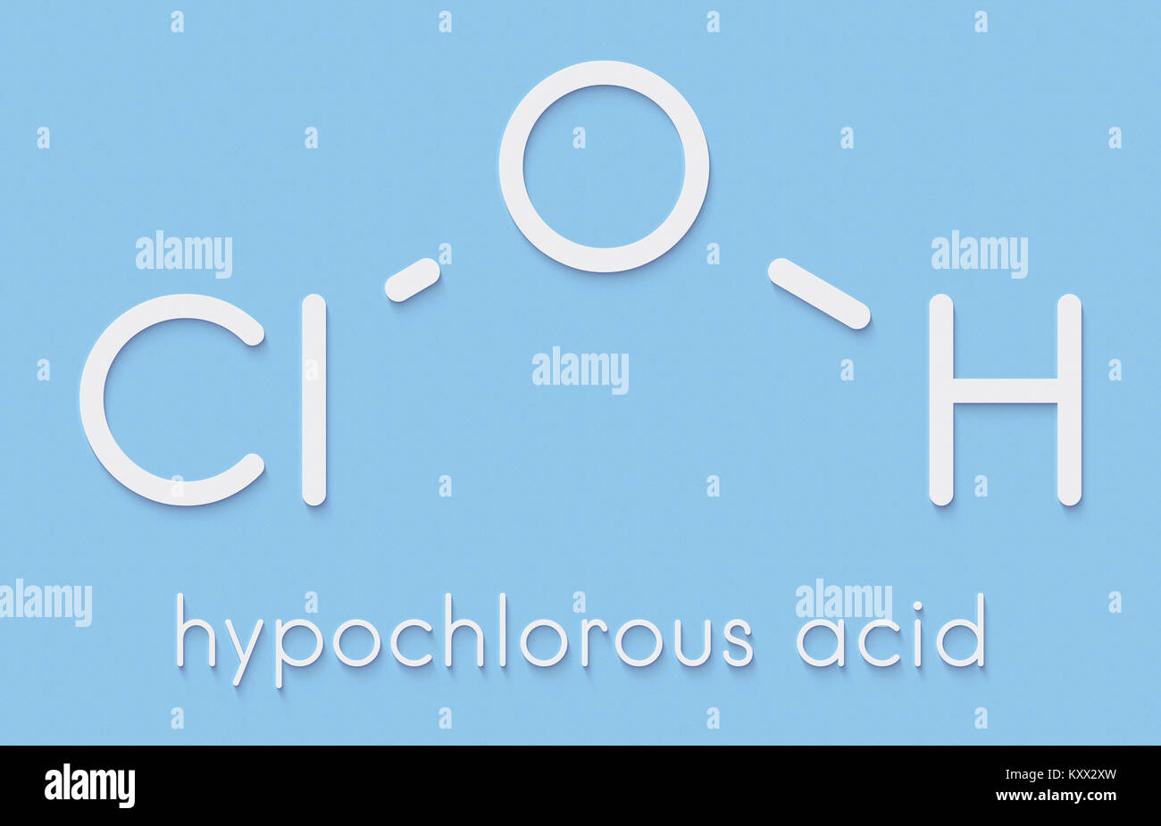 Acido ipocloroso (HClO) molecola di disinfettante. Formato quando il ...