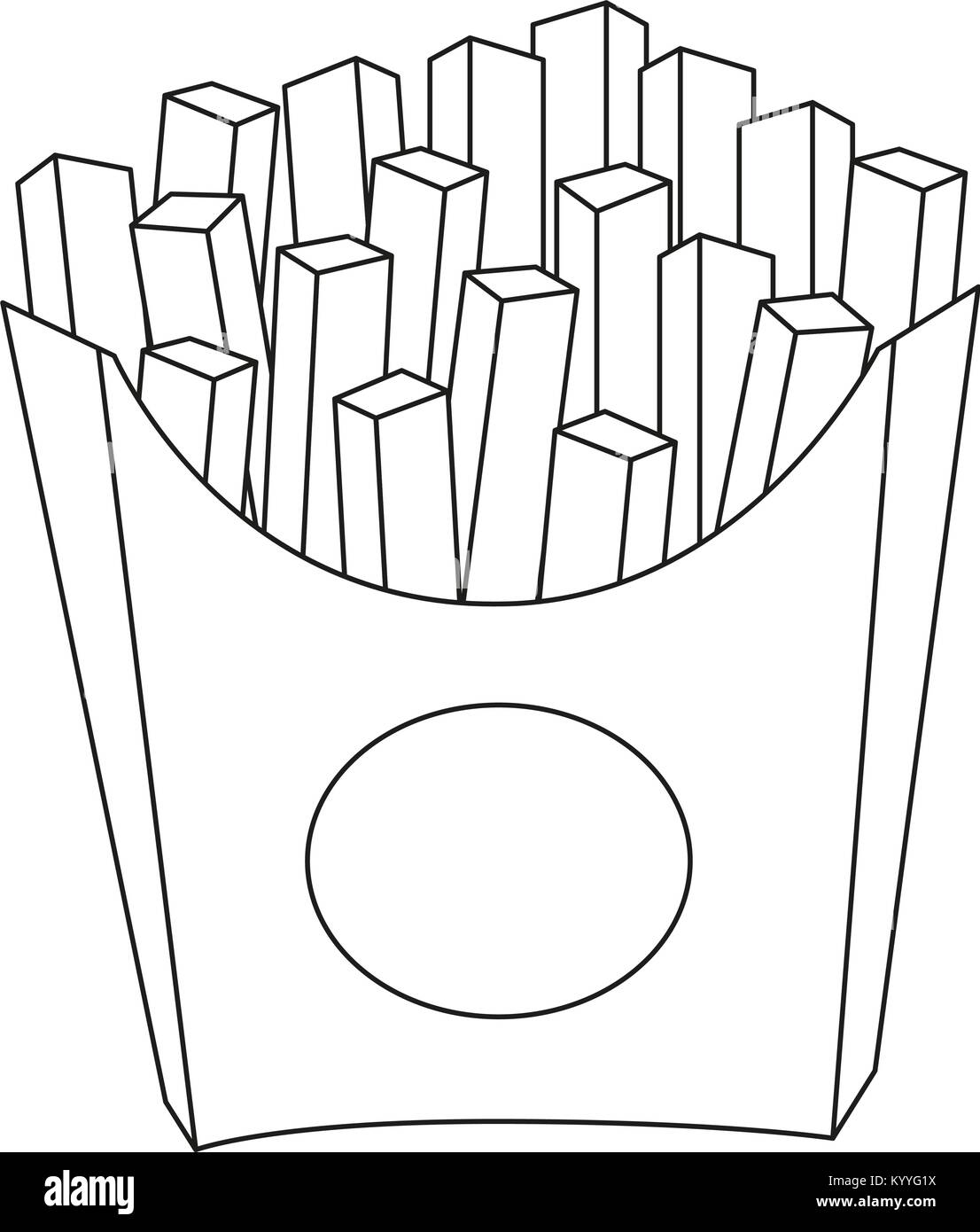 In bianco e nero le patatine fritte chips fast food poster icona ...