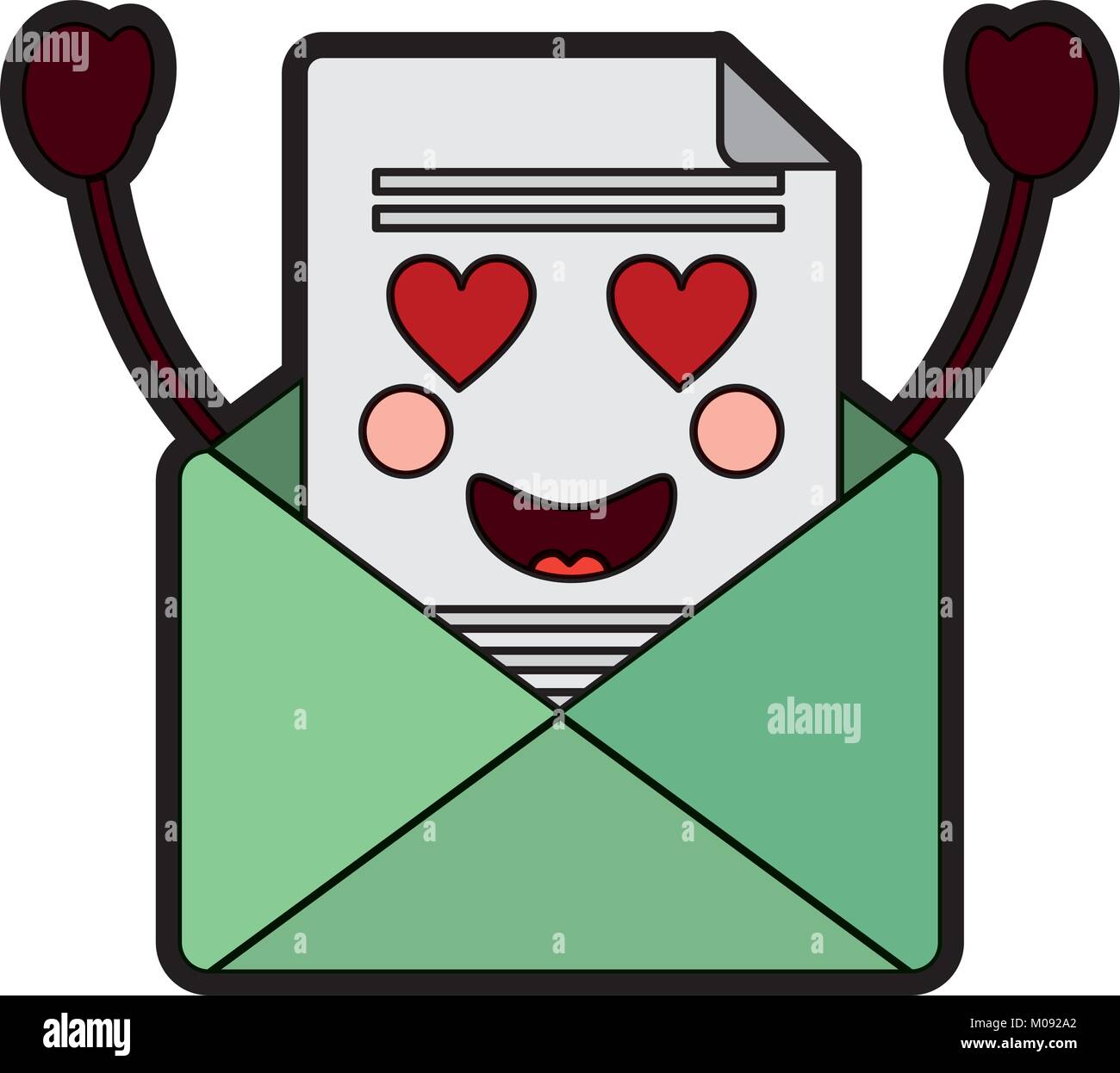 Kawaii busta di posta elettronica messaggio lettera cartoon Immagine e ...