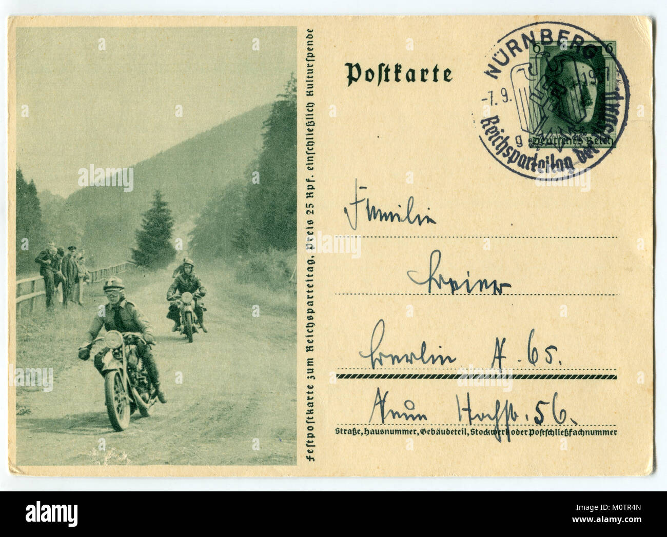 Vecchia cartolina tedesca con Adolf Hitler timbro postale "Gara ...