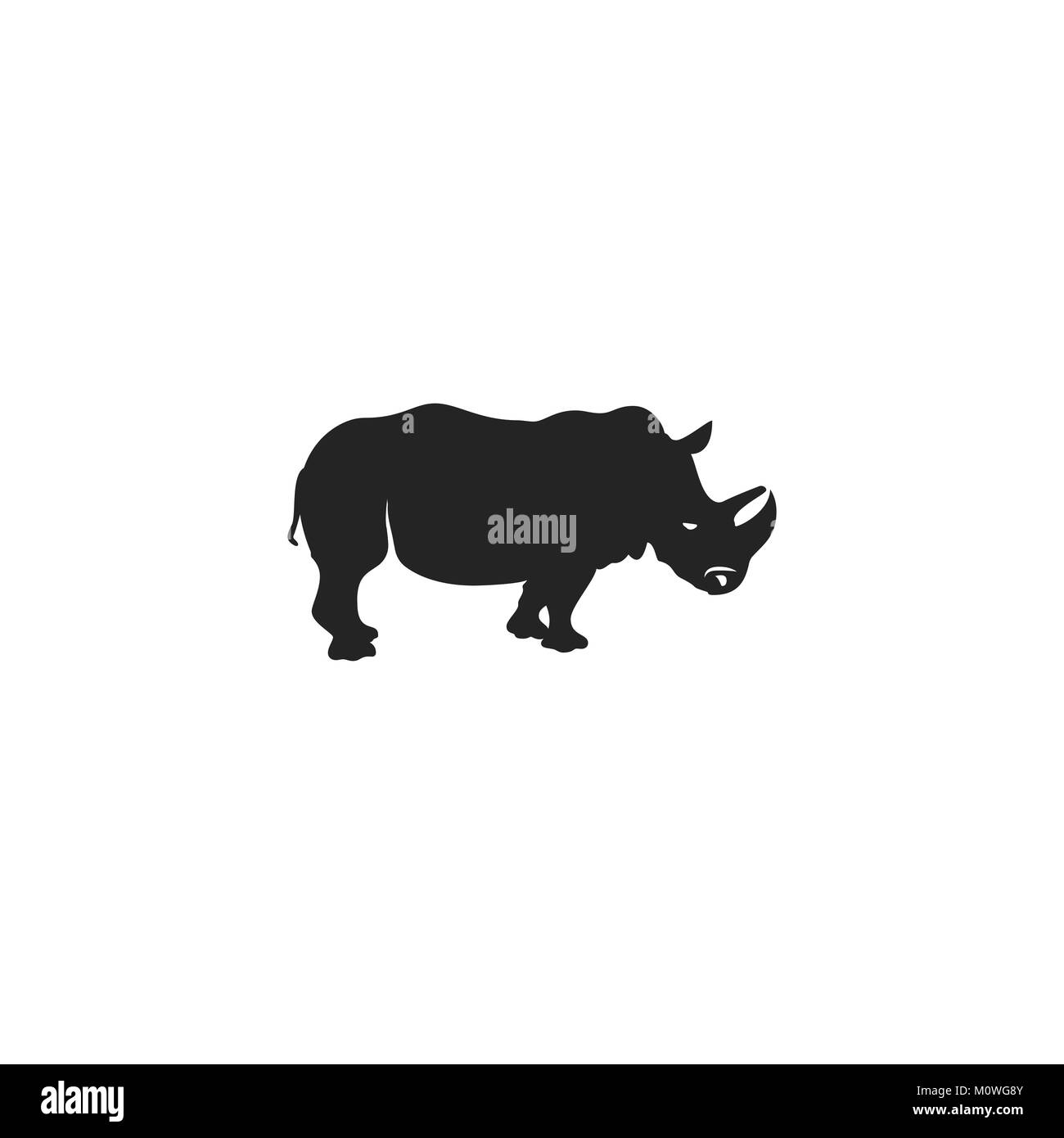 Rhino icona nera. Silhouette di rinoceronte simbolo isolato su sfondo ...