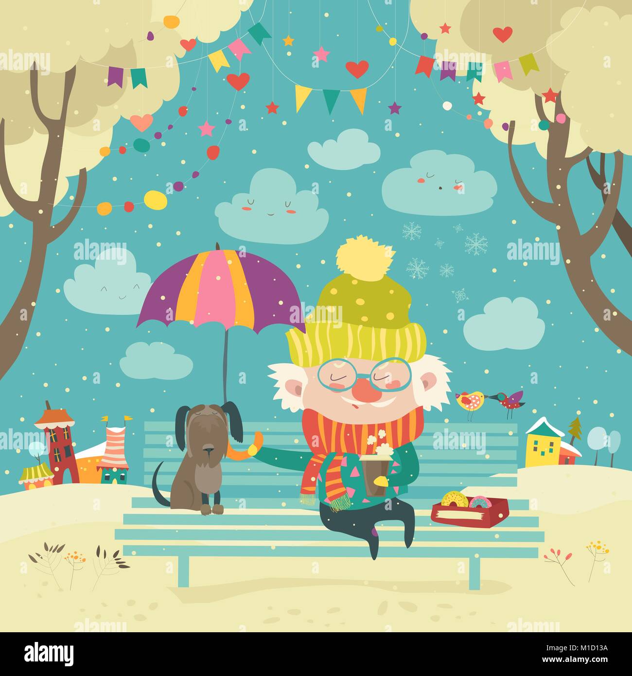 Senior cane cartoon illustration Immagini Vettoriali Stock - Alamy