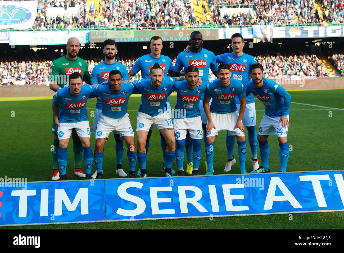 Formazione del Napoli, Line Up Team Napoli 28-01-2018 Stadio San Paolo ...