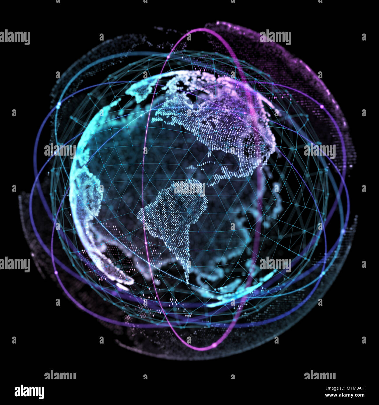 Mappa mondo punto, linea, composizione, che rappresenta il global ...