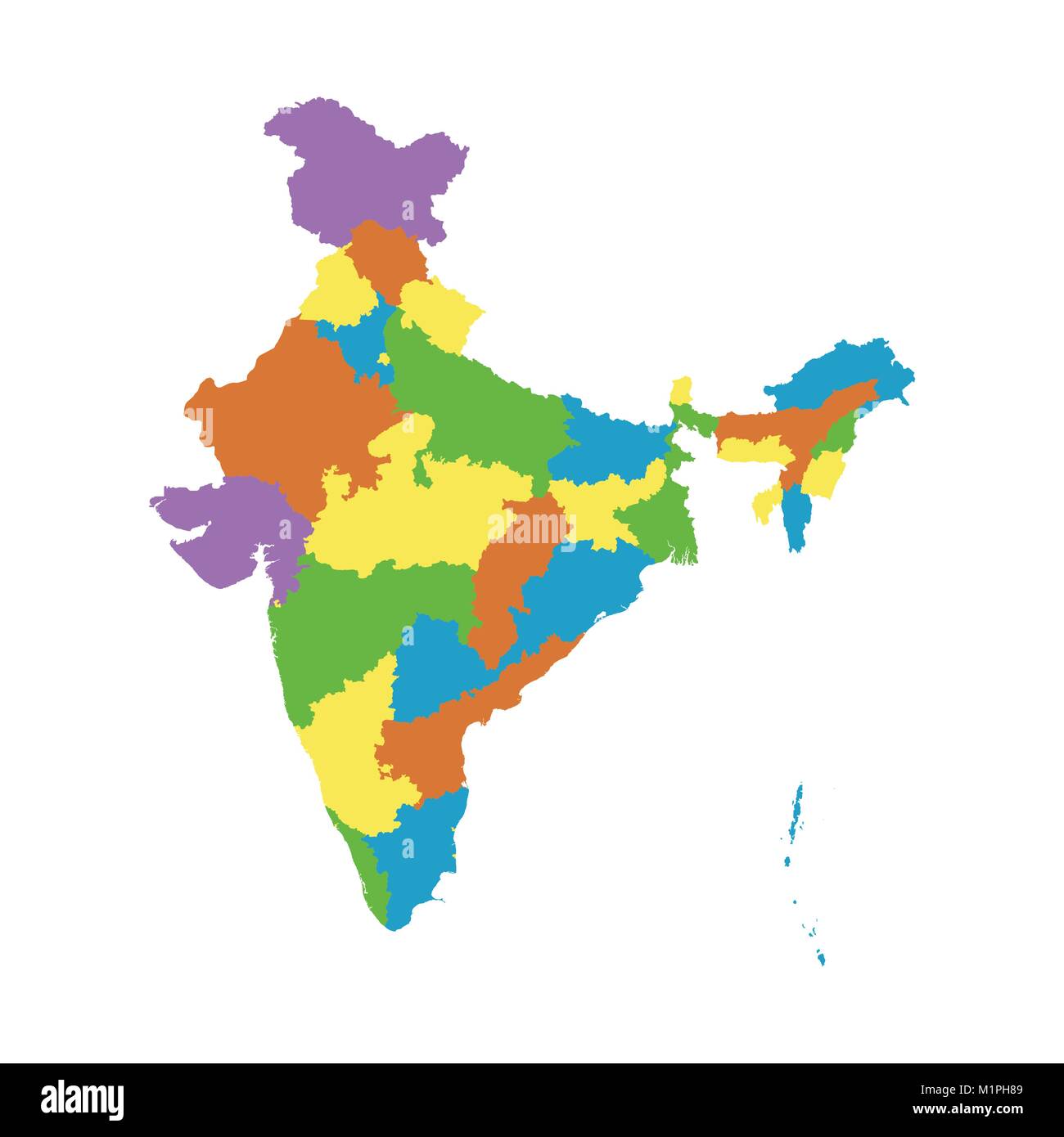 India mappa con gli stati federali. Vettore di Piana Immagine e ...