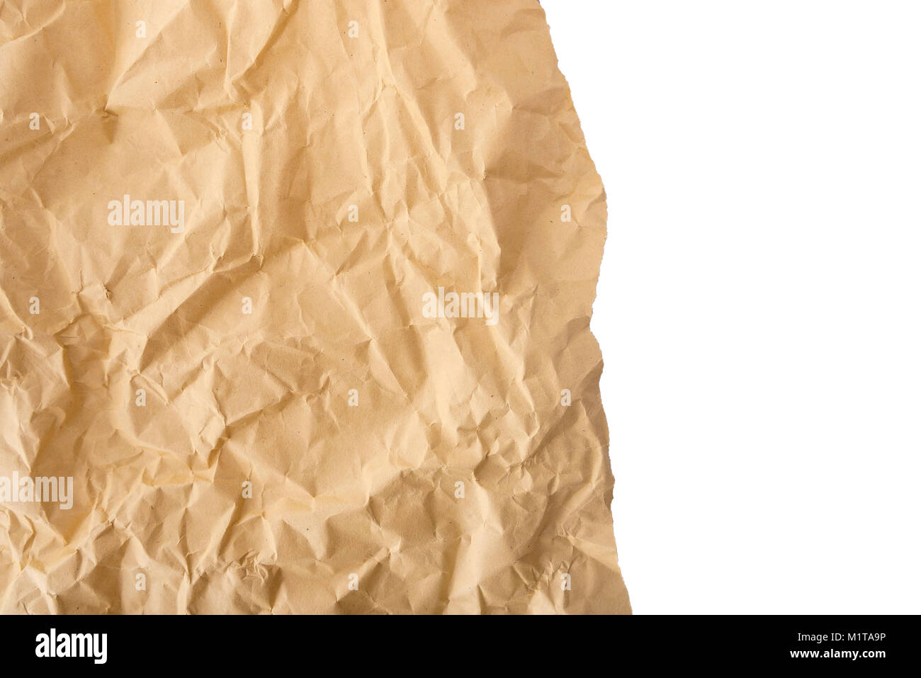 Crumpled foglio di carta con il lato isolato su sfondo bianco Foto ...