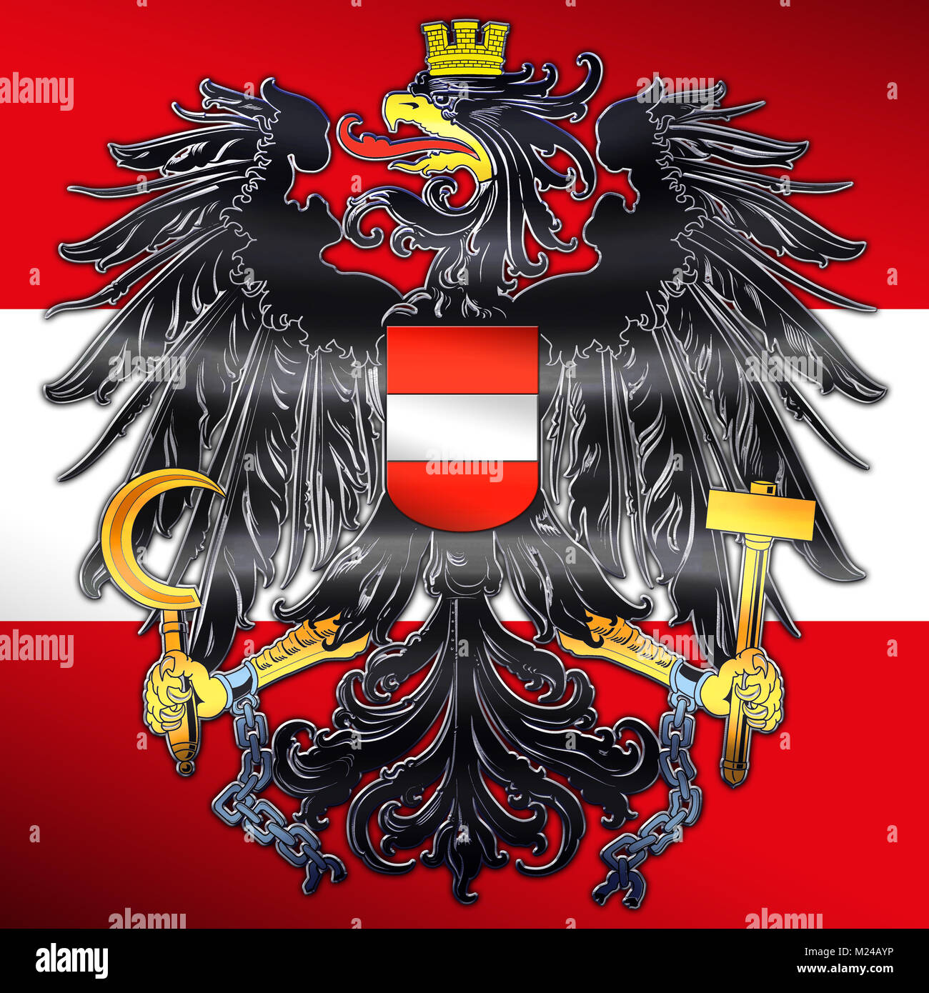 Austria stemma e bandiera, ufficiale simbolo nazionale Foto stock - Alamy