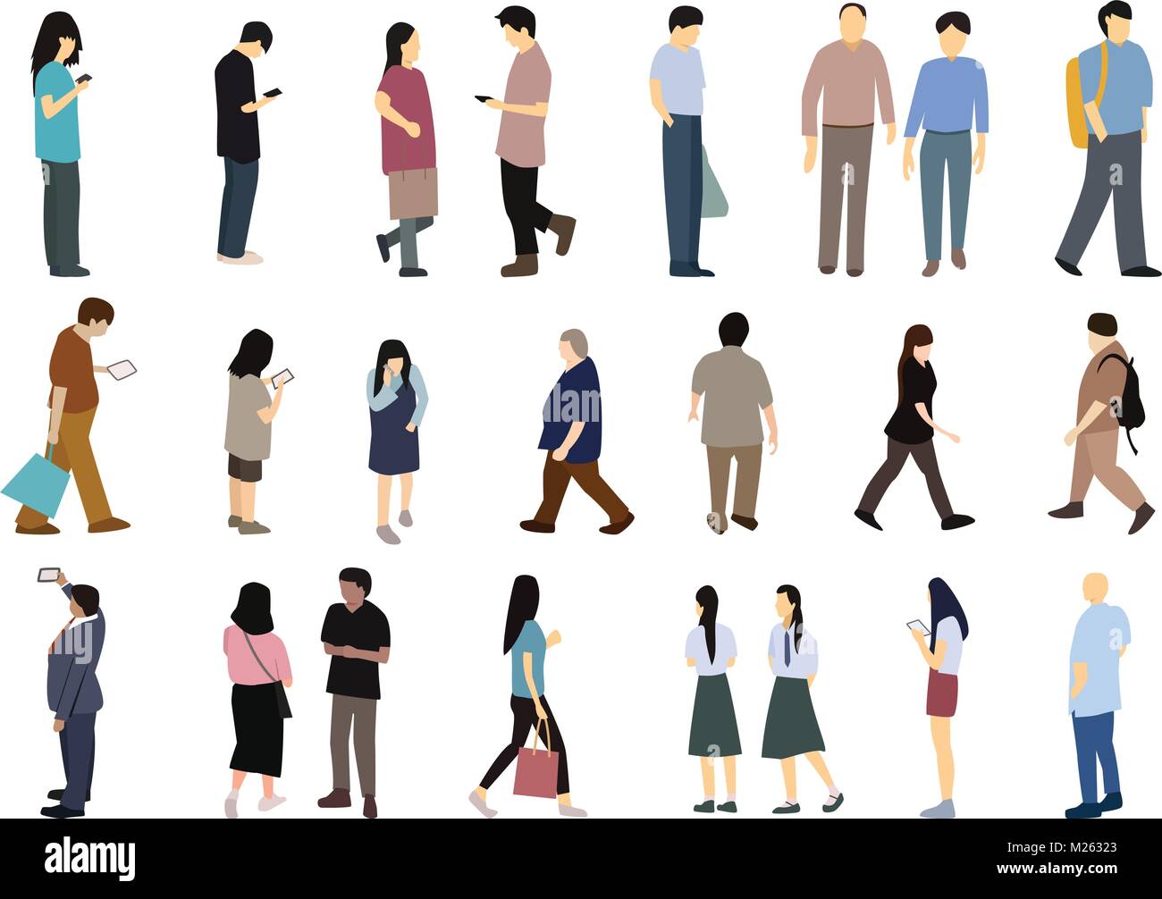 Insieme di persone in semplice piatto cartoon vector art design ...
