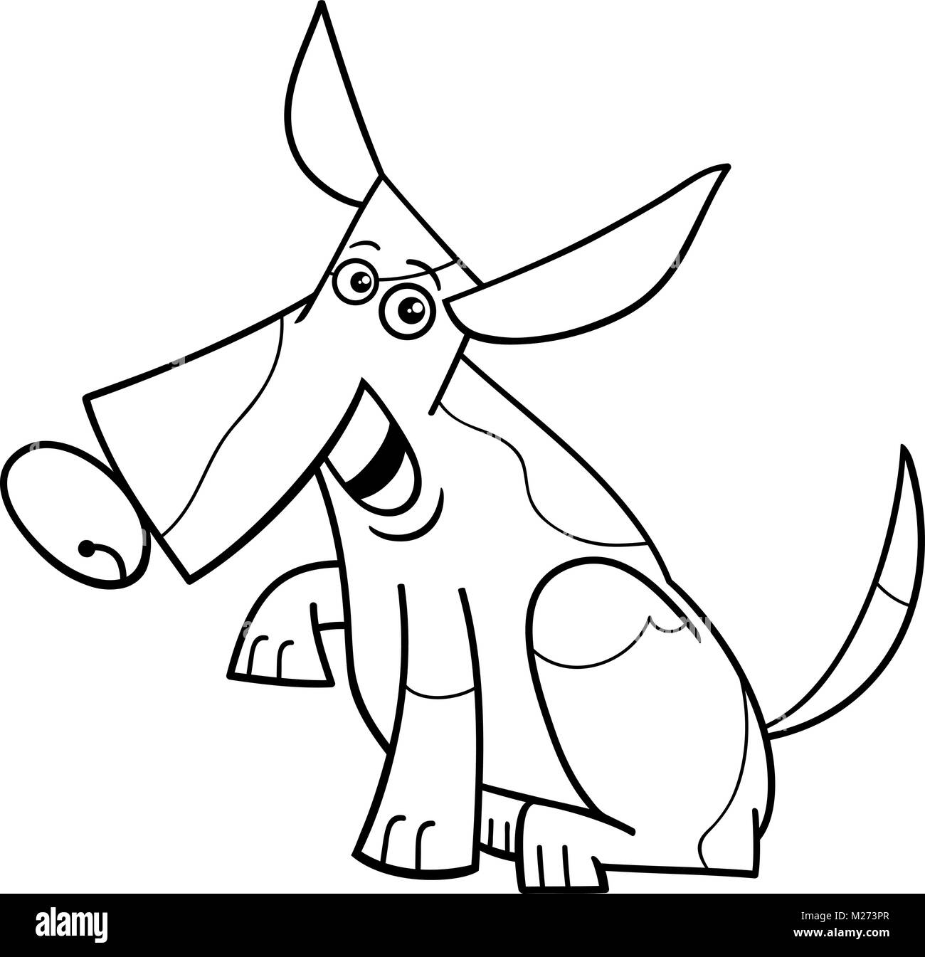 Bianco e Nero Cartoon illustrazione di divertenti Spotted Dog fumetto ...