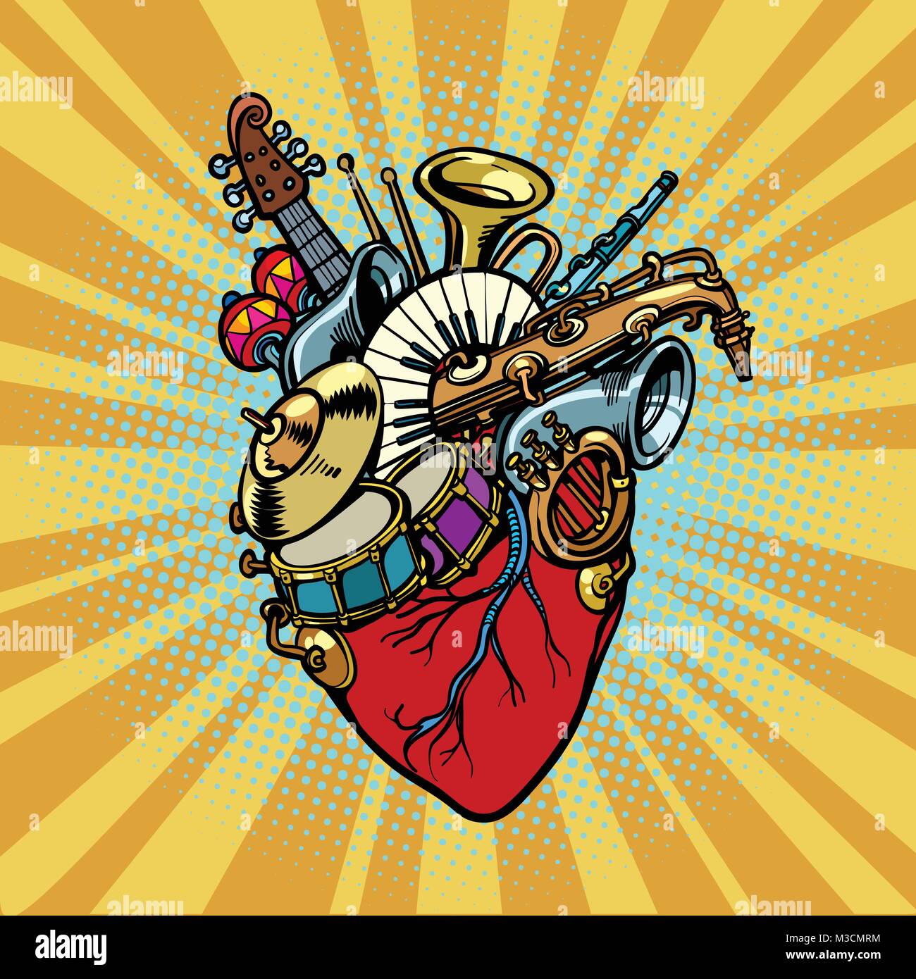 La musica nel cuore, musicali strumenti orchestrali. Fumetto cartoon ...