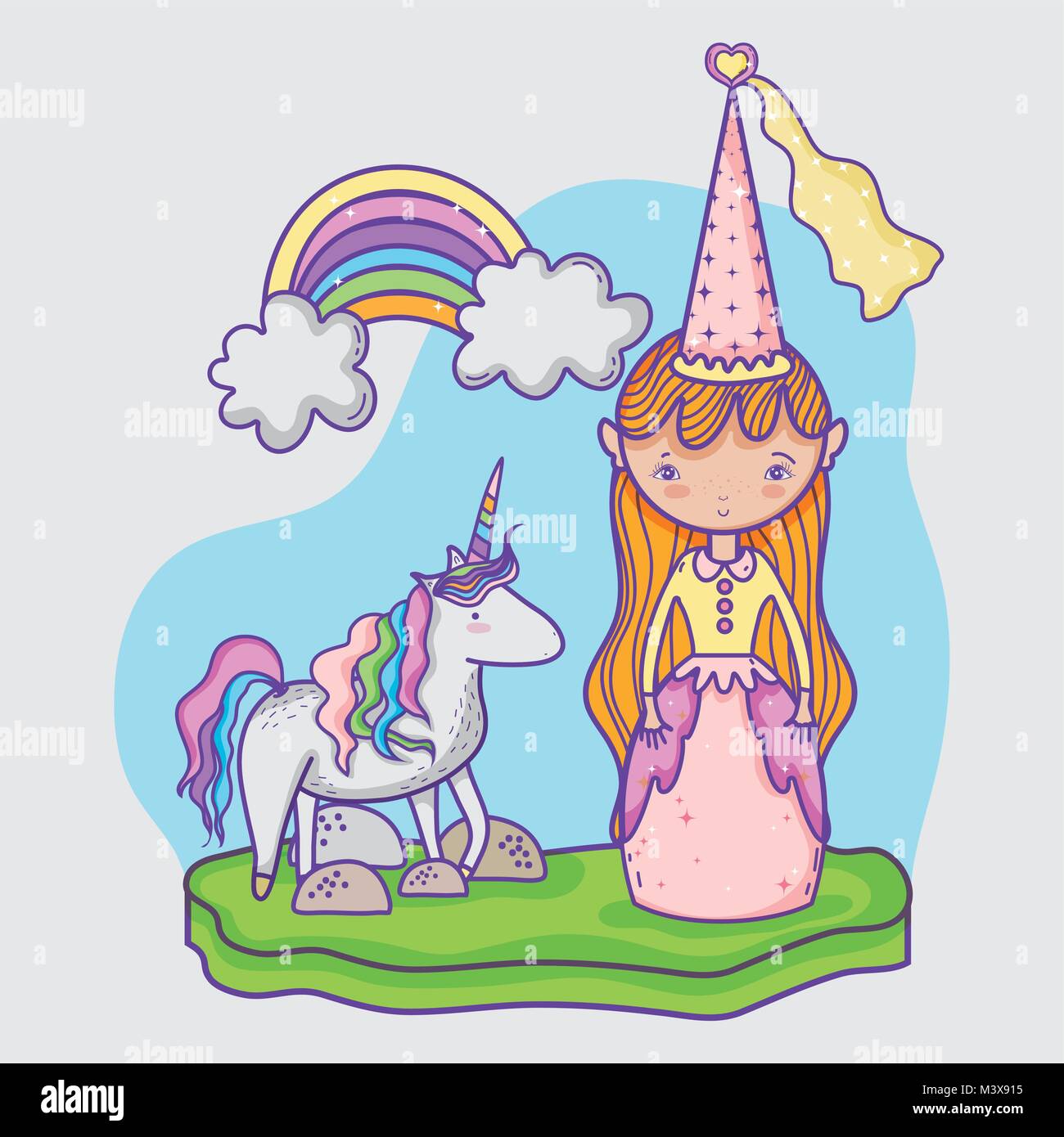 Piccola principessa simpatico disegno a mano cartoon Immagine e ...