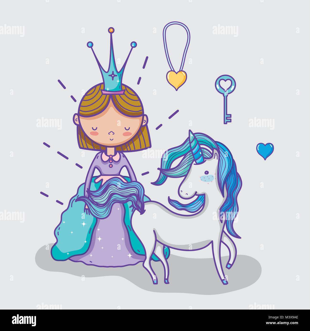 Piccola principessa simpatico disegno a mano cartoon Immagine e ...