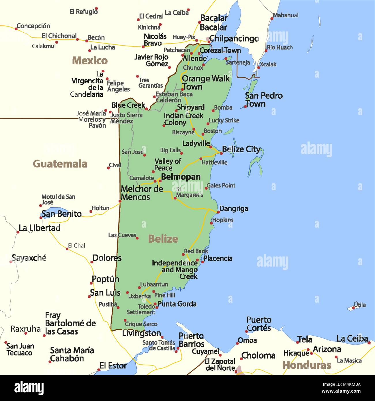 Mappa del belize Immagini Vettoriali Stock - Alamy