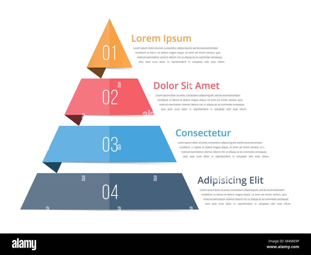 Grafico a piramide modello, piramide infographics, quattro fasi ...