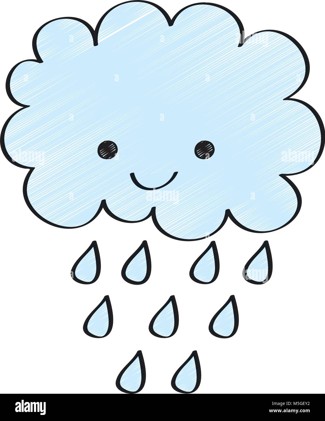 Cartoon carino happy cloud delle gocce di pioggia Immagine e Vettoriale ...