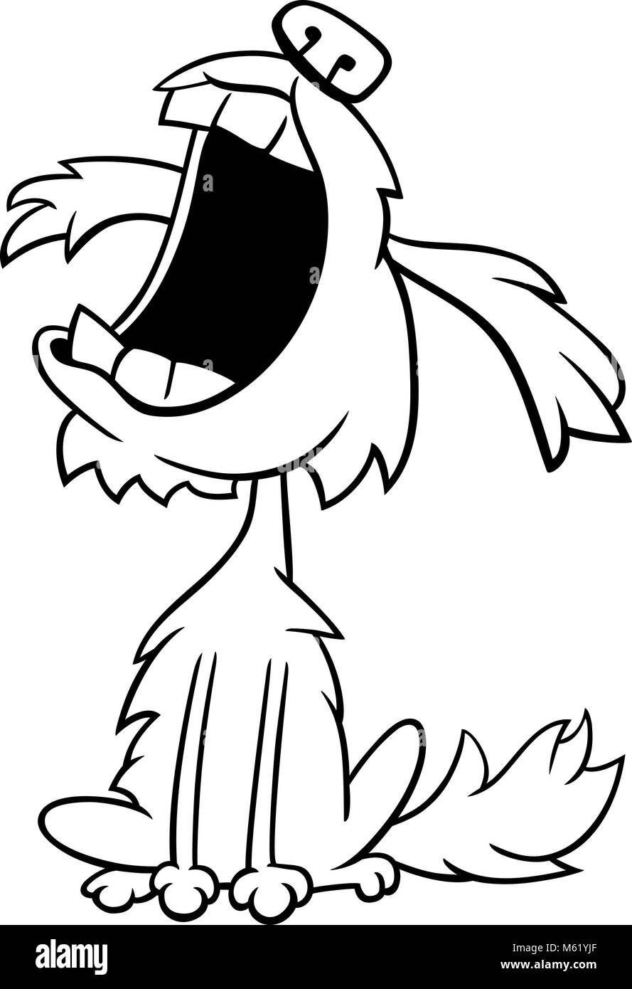 Bianco e Nero Cartoon illustrazione di Shaggy piccolo cane animali ...