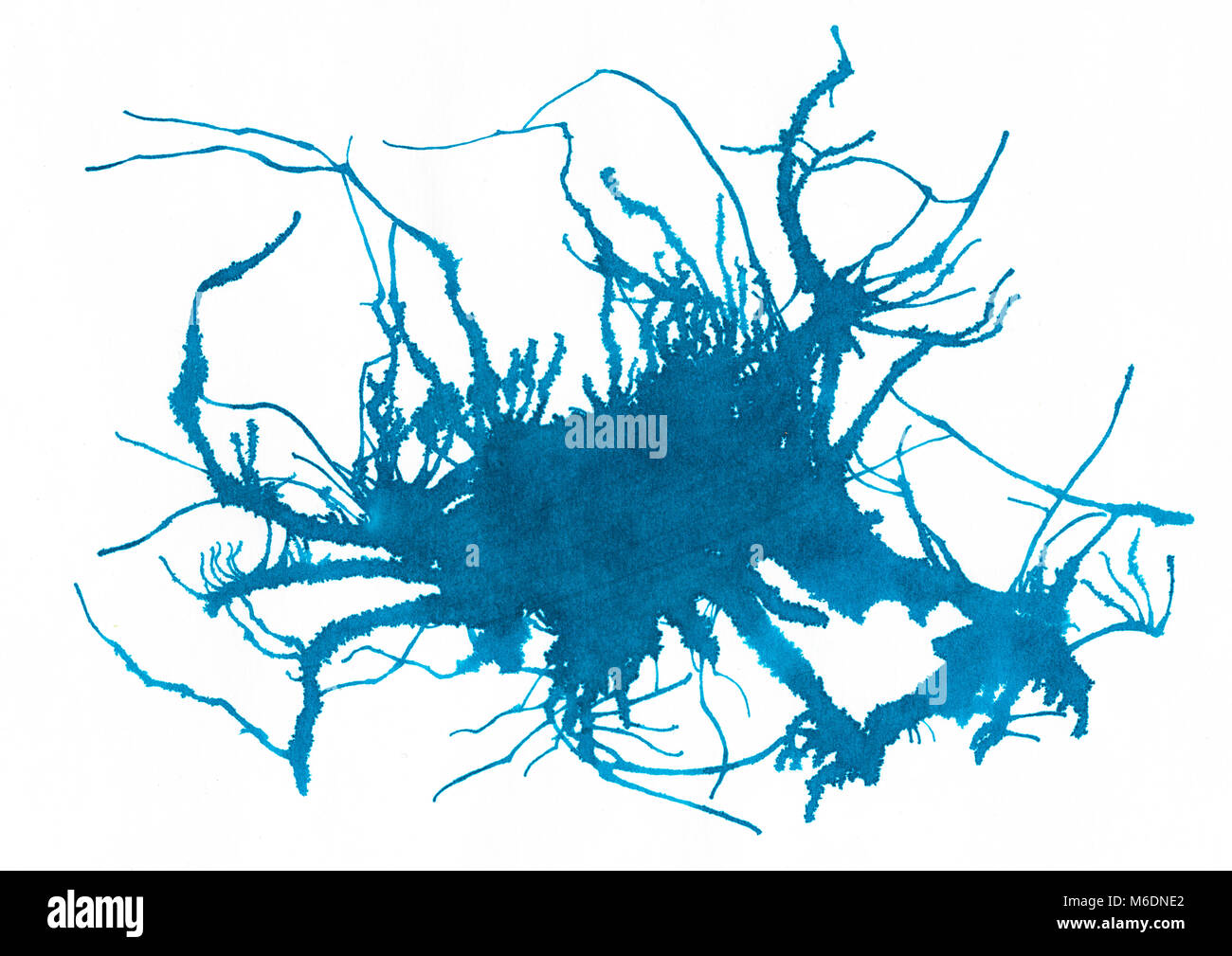 Blu-turchese acrilico e pittura ad acquerello arte astratta, sfondo ...