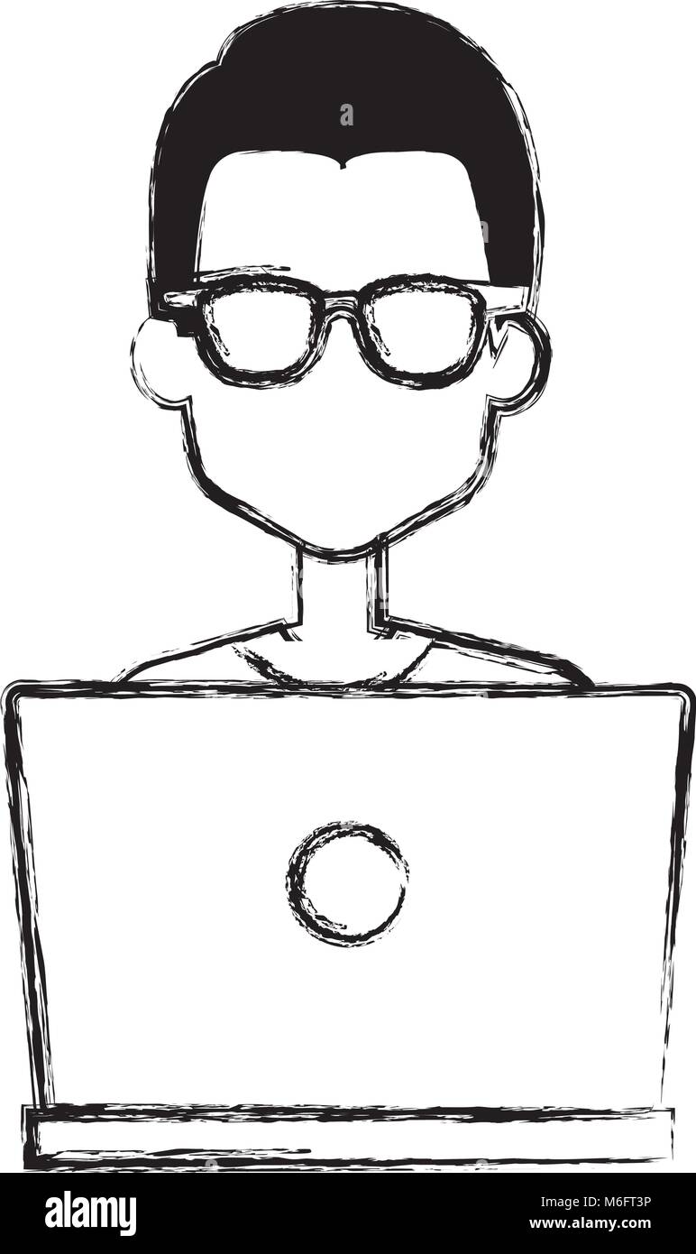 Uomo al computer stilizzato Immagini Vettoriali Stock - Alamy