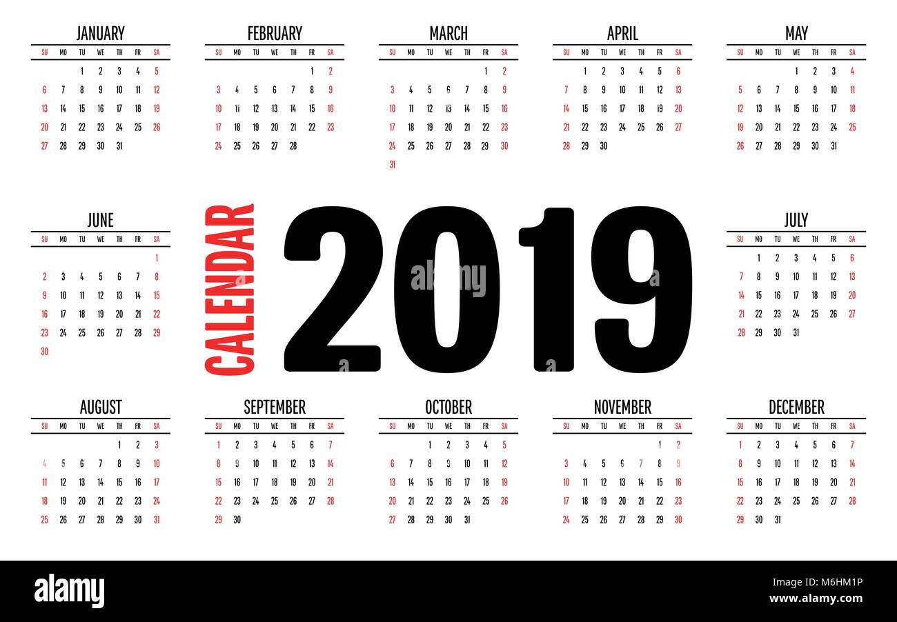 Vettore di calendario 2019 vettori immagini e fotografie stock ad alta ...