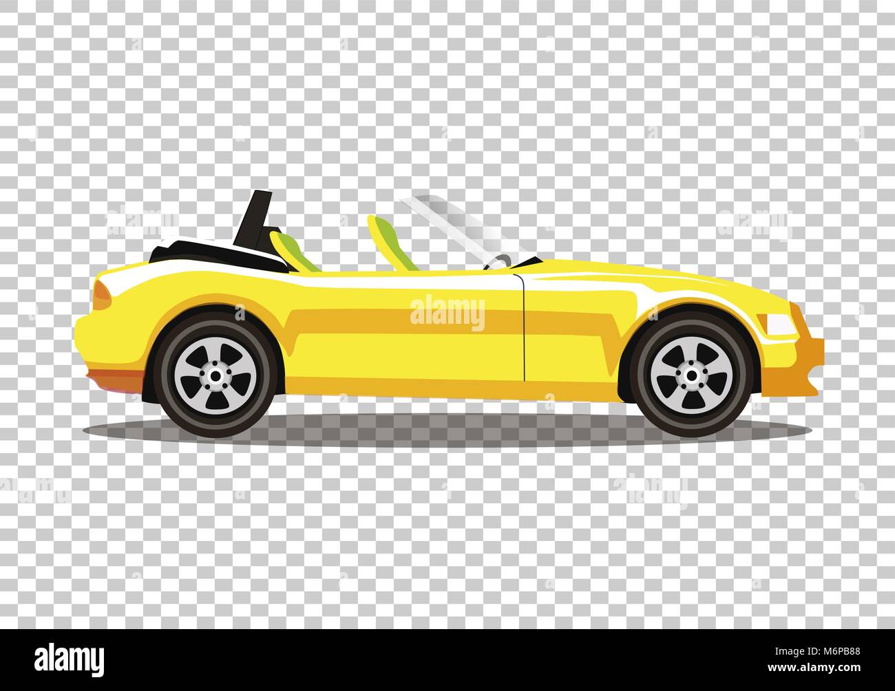 Giallo moderno colorato cartoon cabriolet auto isolato su sfondo ...