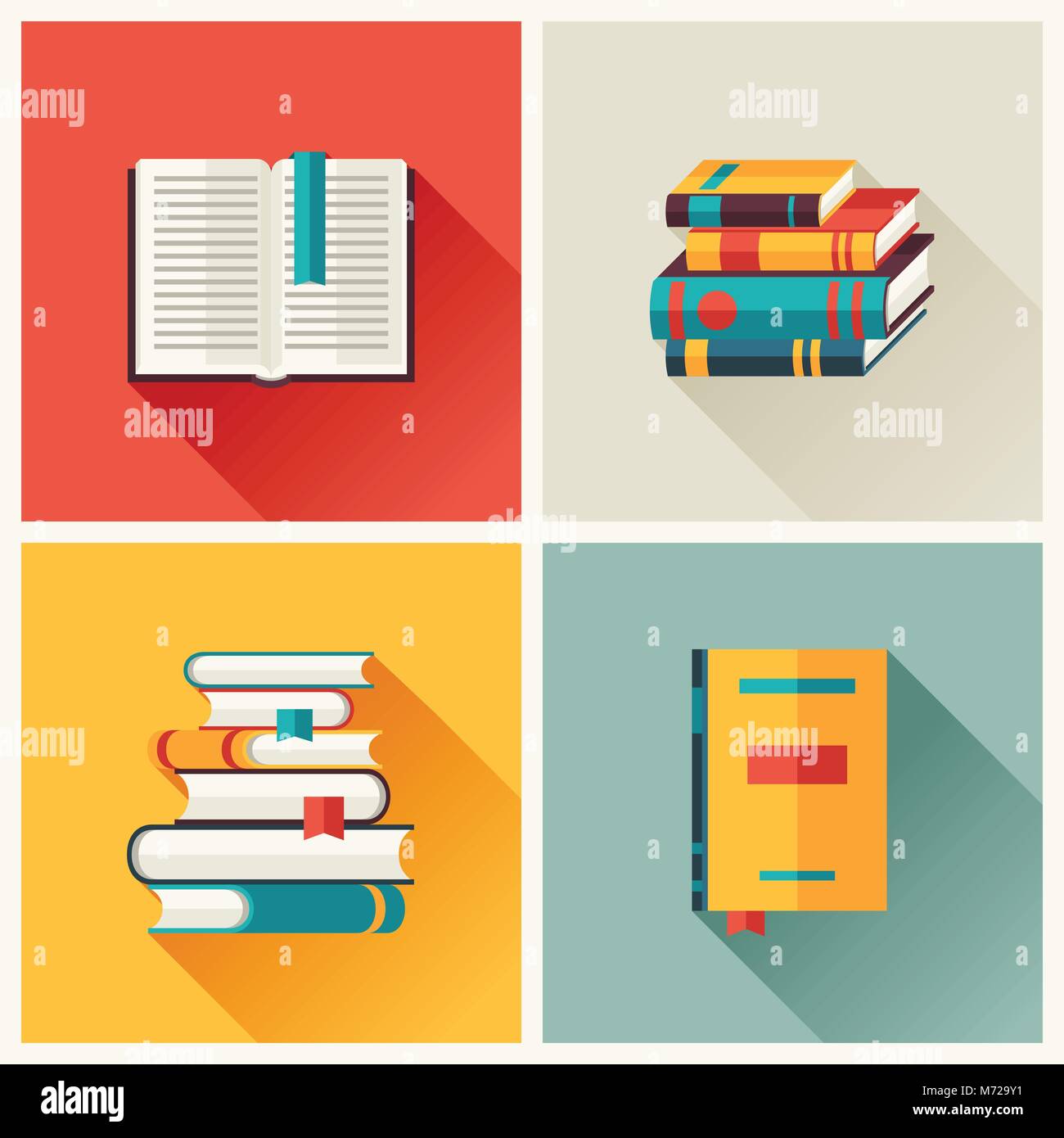 Set di icone di libro in flat uno stile di design Immagine e Vettoriale ...