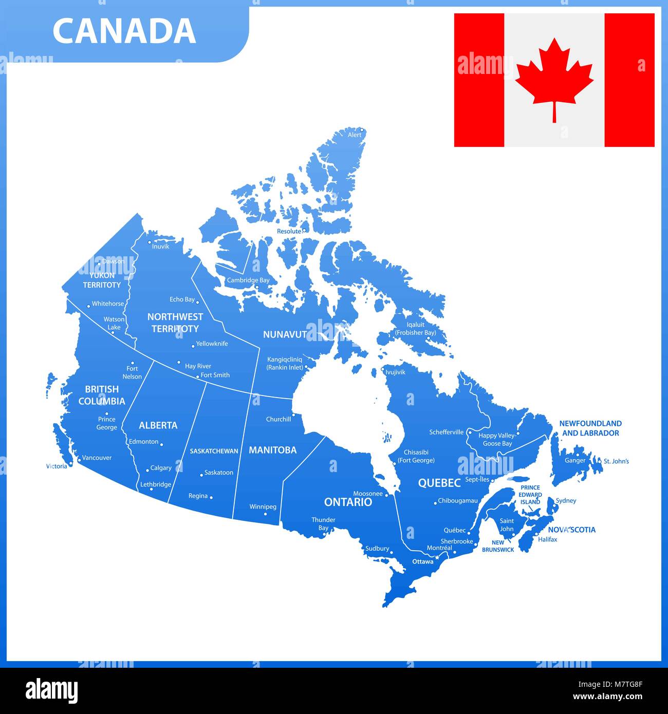 Mappa politica del canada con citta Immagini Vettoriali Stock - Alamy