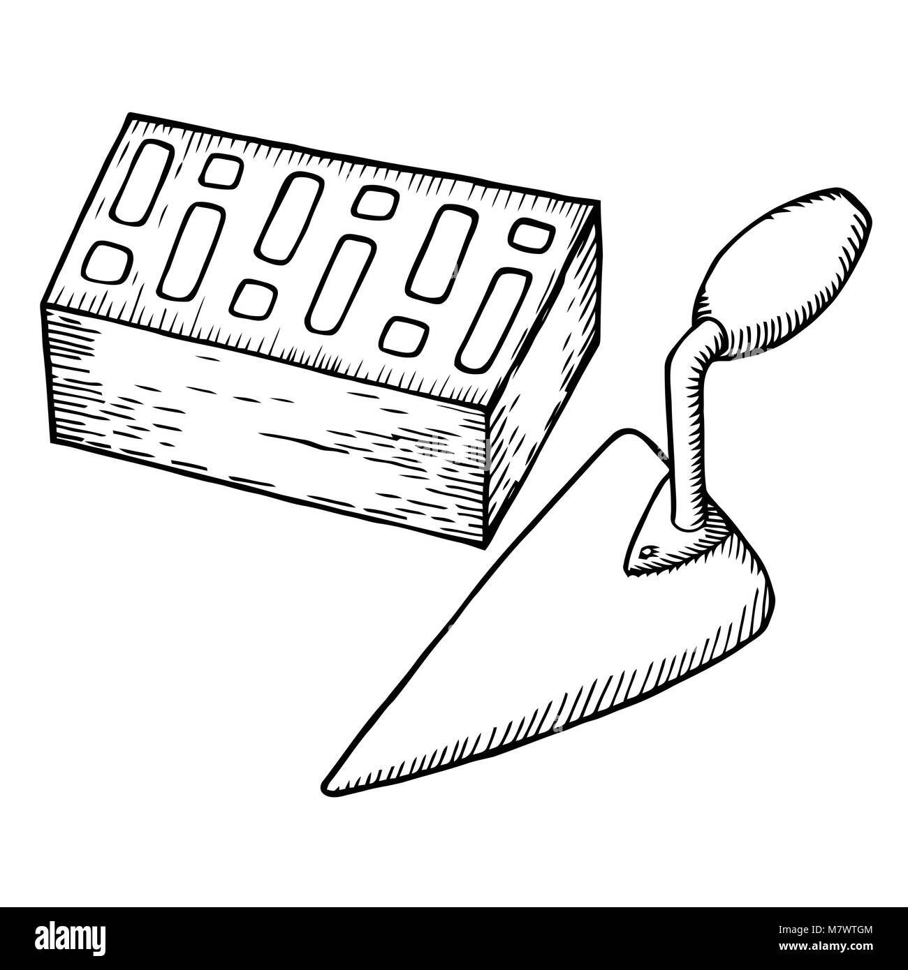 Libro da colorare la riparazione. In mattoni e cazzuola illustrazione ...