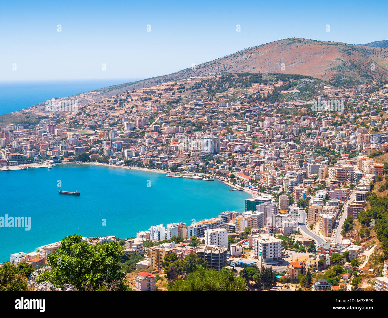Panorama di Saranda, Albania Foto stock - Alamy