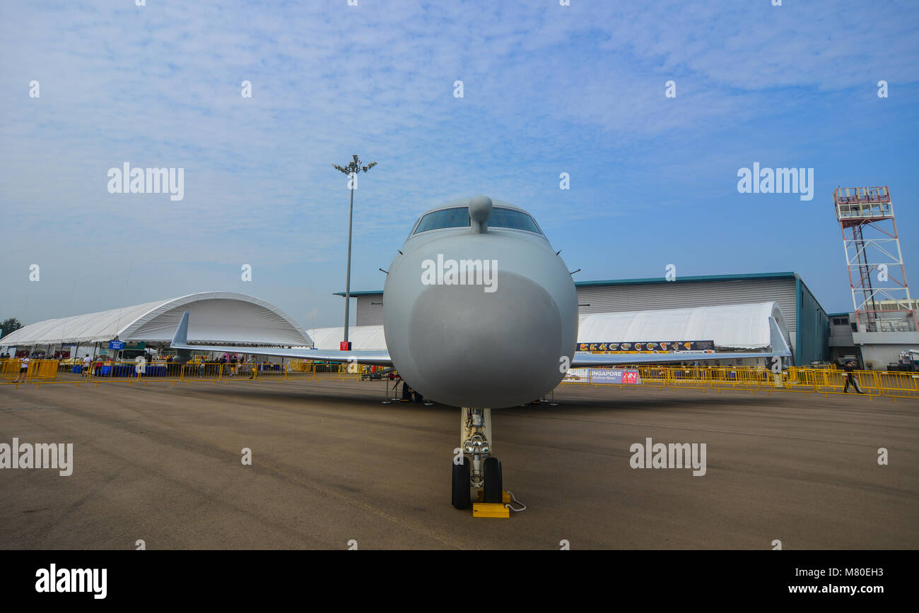 Singapore - Feb 10, 2018. Un Gulfstream G550AEW aerei di Singapore Air ...