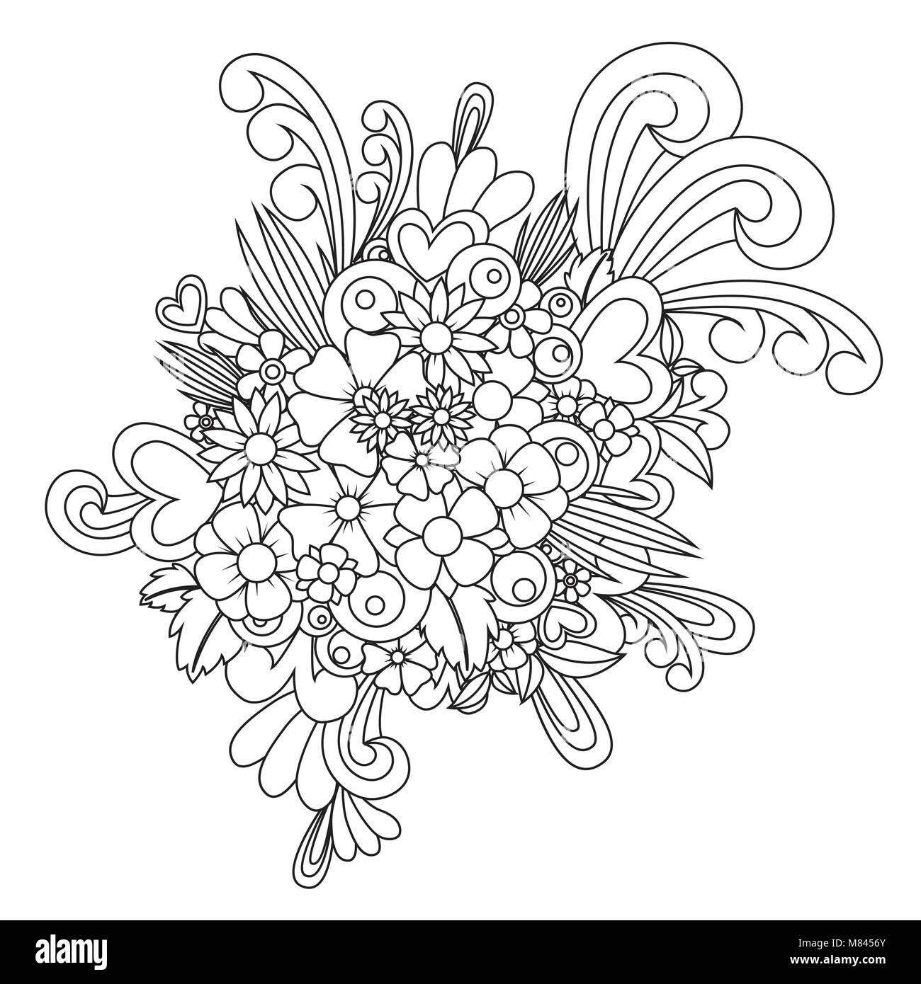 Zentangle fiore. Blossom zen groviglio. Libro da colorare il vettore ...