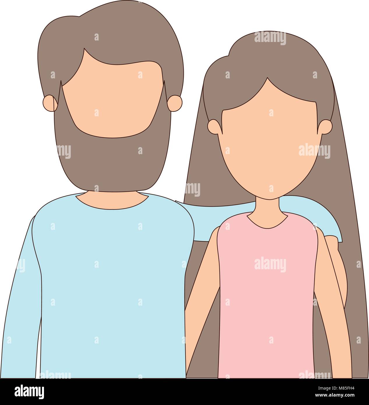 Colore della luce caricatura volto mezzo corpo giovane donna con i ...