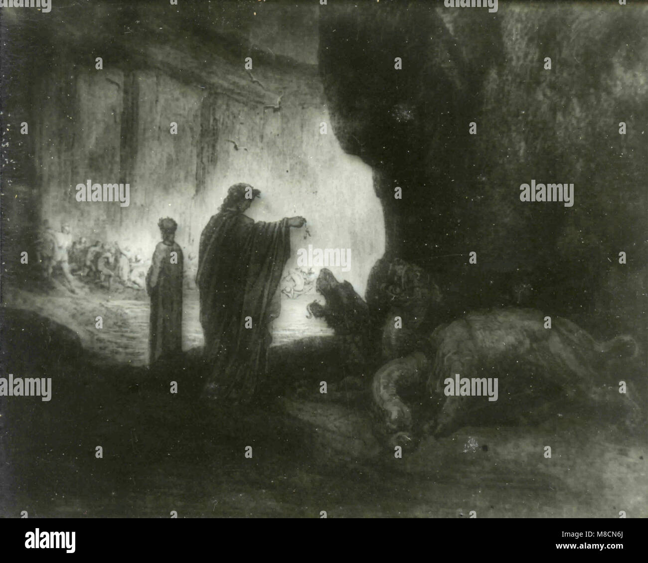 Canto VI (6), Virgilio alimenta Cerberus nel terzo cerchio, Dante's ...