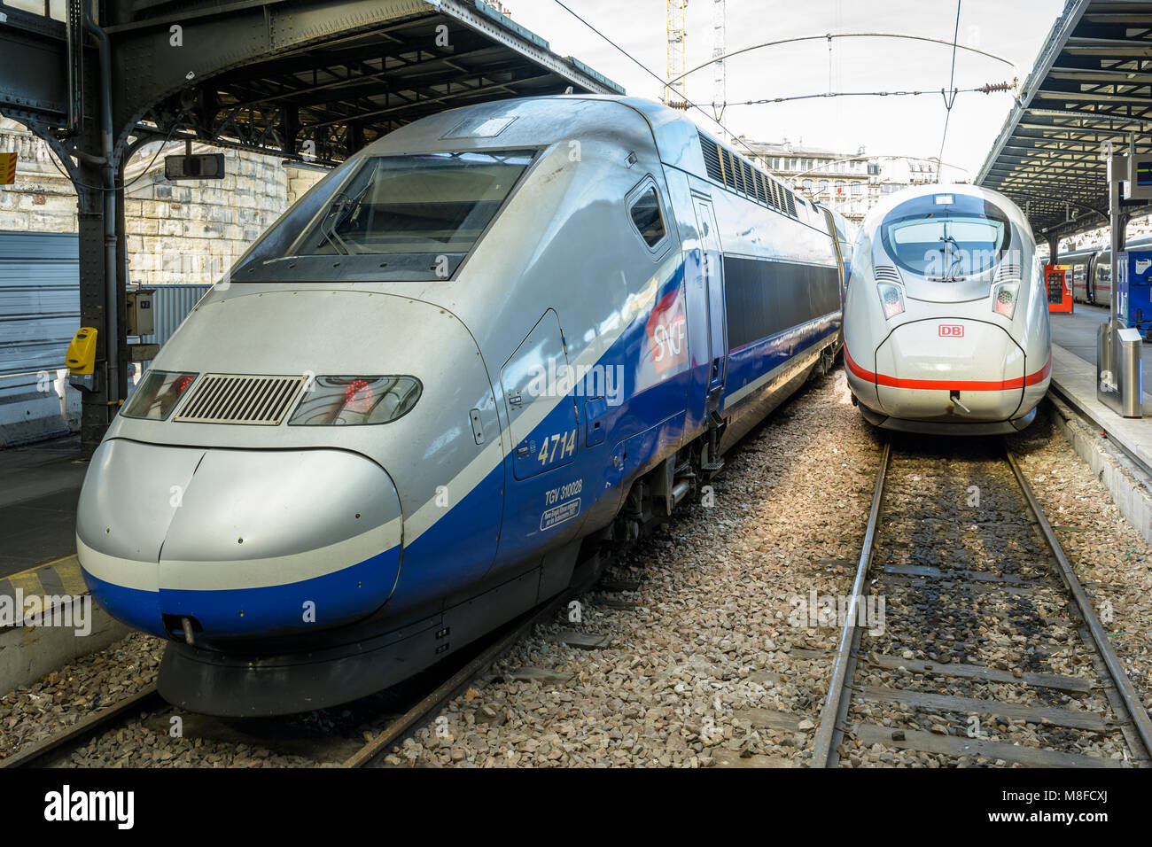 Un TGV il treno ad alta velocità dalla società francese SNCF accanto a ...