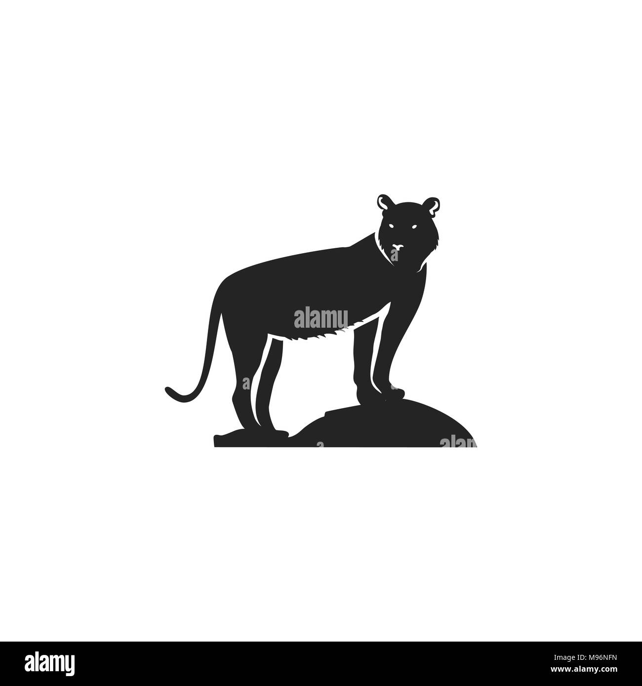 Tiger icona nera. Silhouette simbolo di tiger isolati su sfondo bianco ...