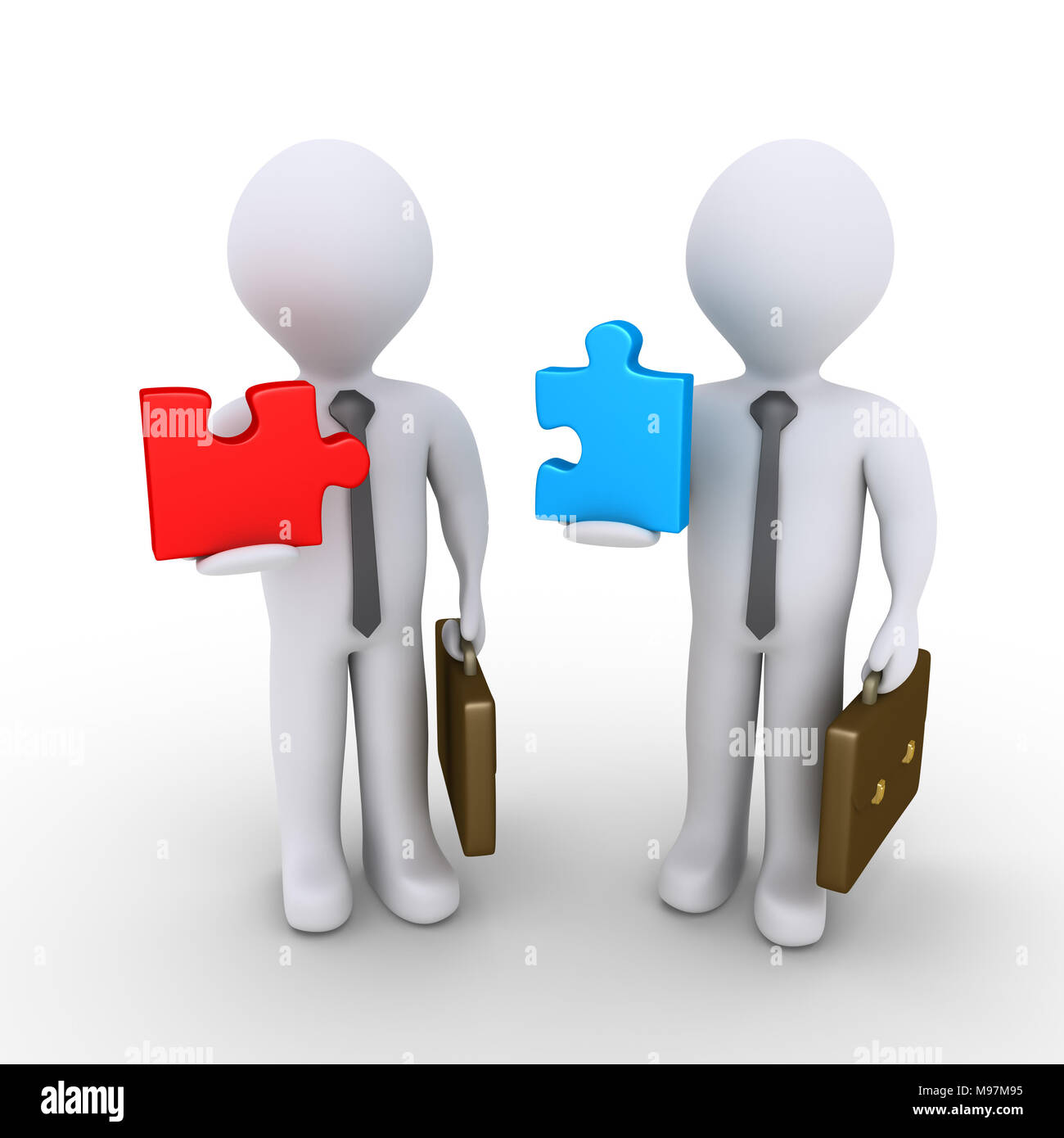 3d render two puzzle pieces immagini e fotografie stock ad alta ...