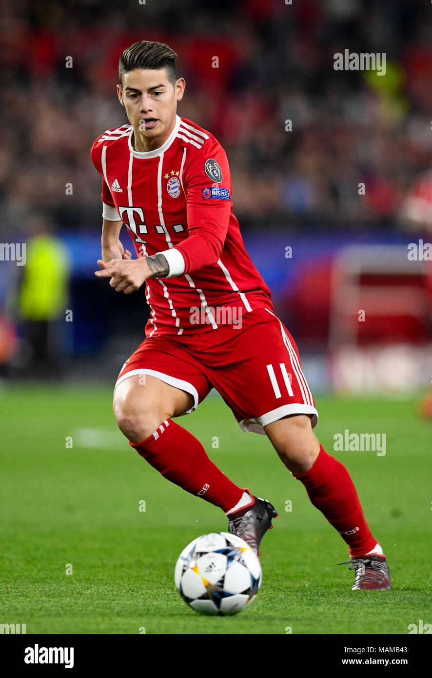Sevilla, Spagna-aprile 03: James rodriguez del Bayern Monaco di Baviera ...
