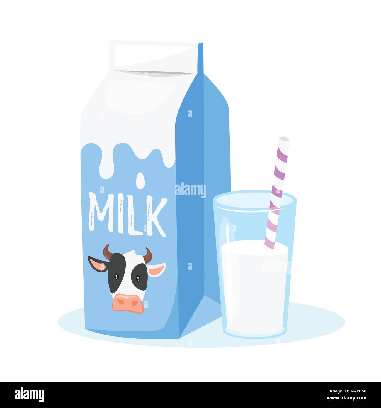 Vettore stile fumetto illustrazione di prodotti lattiero-caseari: latte ...