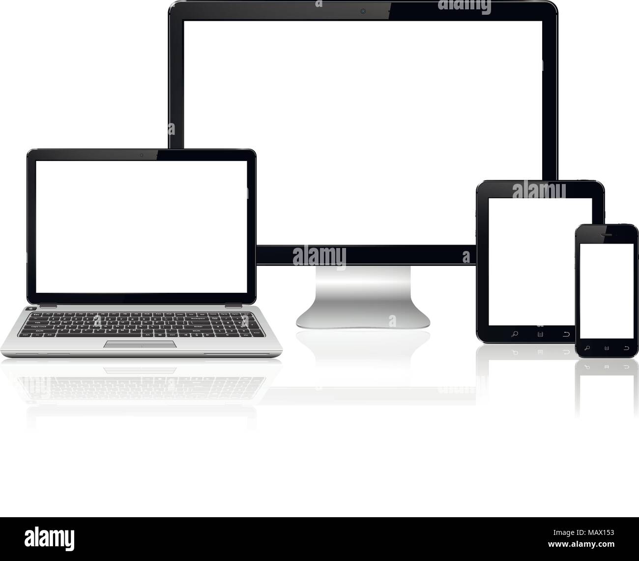 Il monitor di un computer, laptop, tablet pc e telefono cellulare con ...