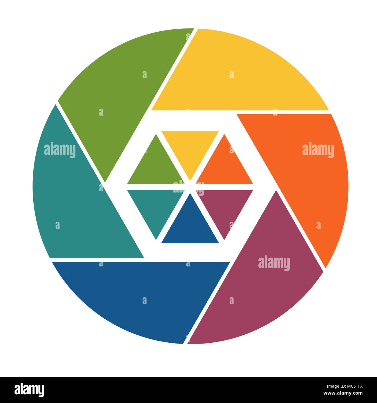 Grafico a torta per passo per passo i processi, 6 colori uguali parti ...