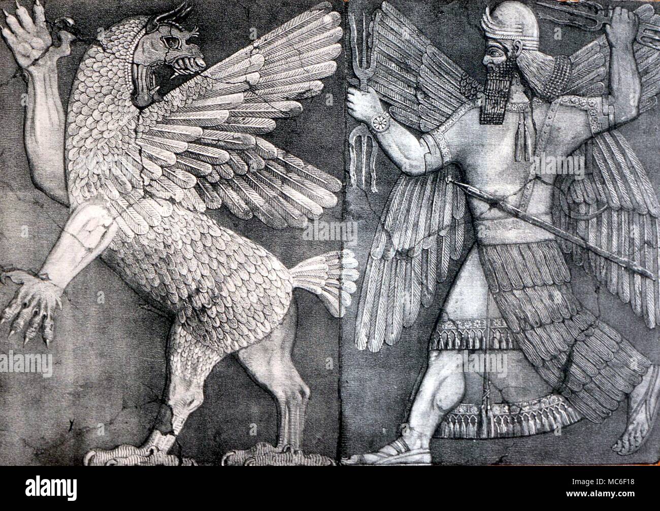 Mitologia babilonese rappresentazione di Tiamat e un dio babilonese ...