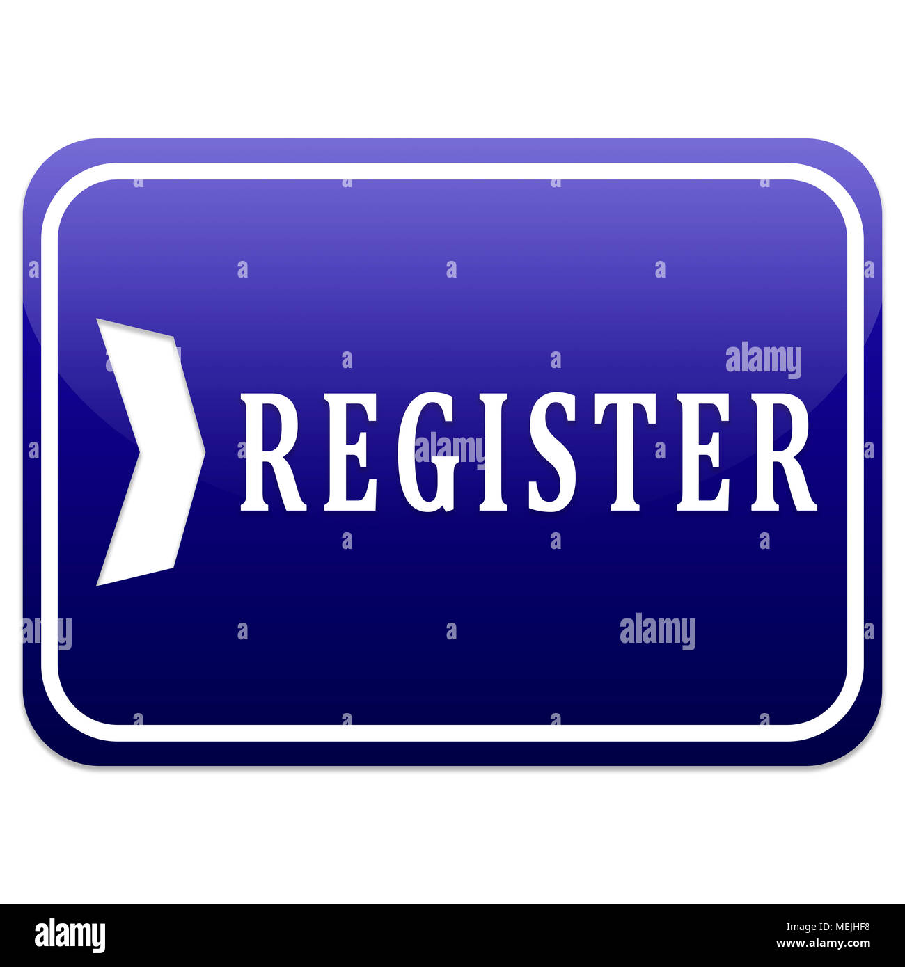 Big Blue isolato pulsante register con freccia Foto stock - Alamy