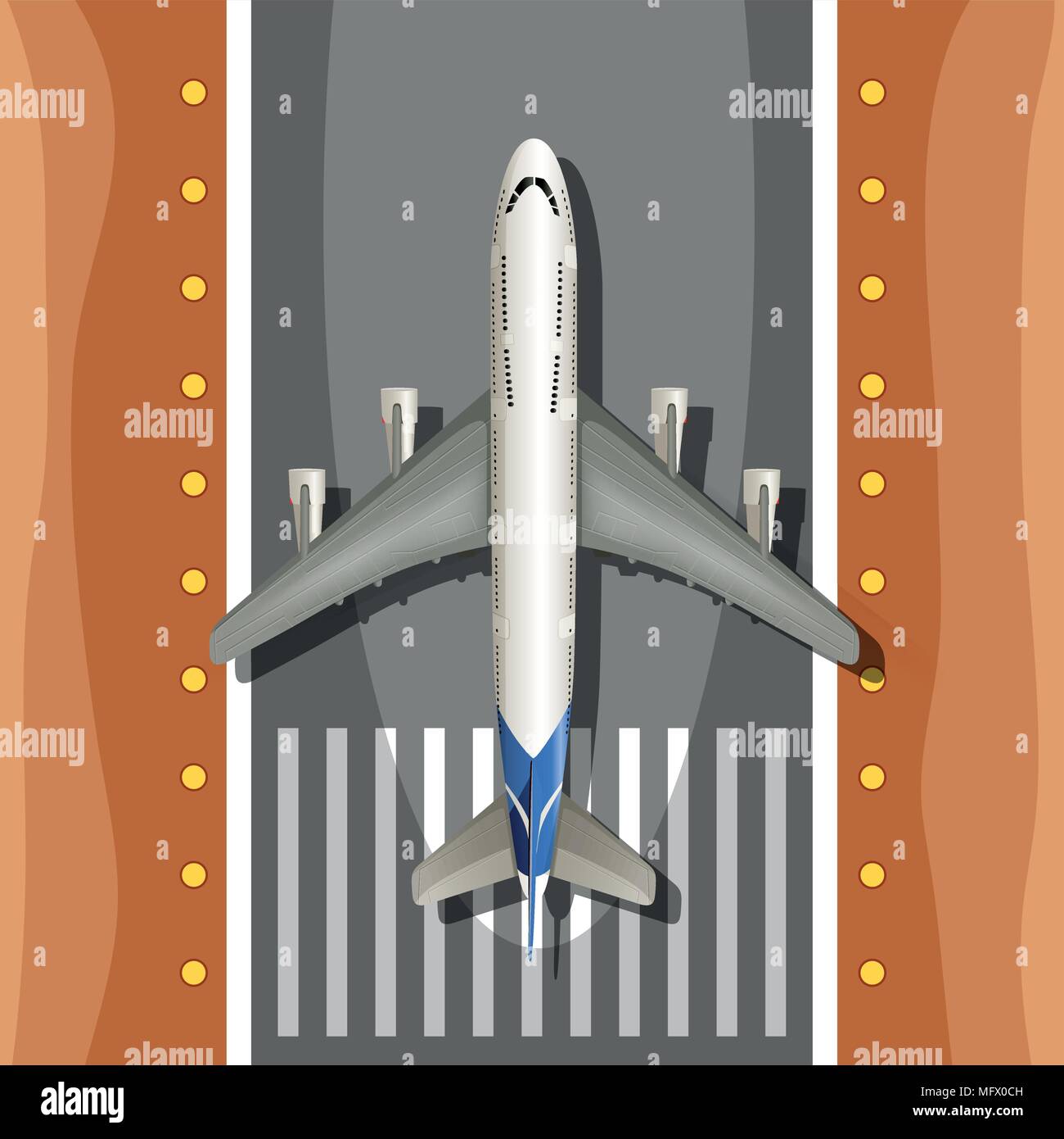 Aereo che atterra sulla pista Immagini Vettoriali Stock - Alamy
